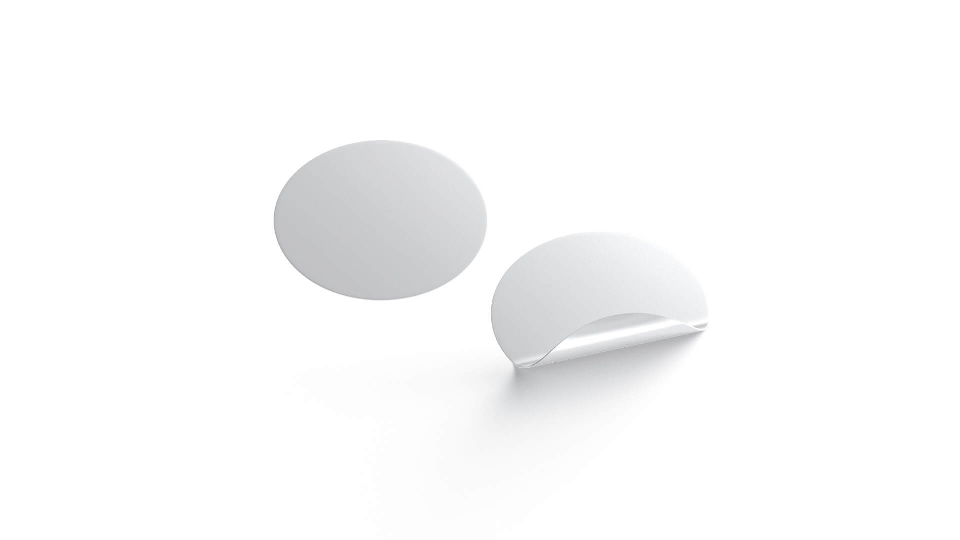 Two Round Stickers - Silver Flat Curled Corners Glutinous 3D Model by ...
