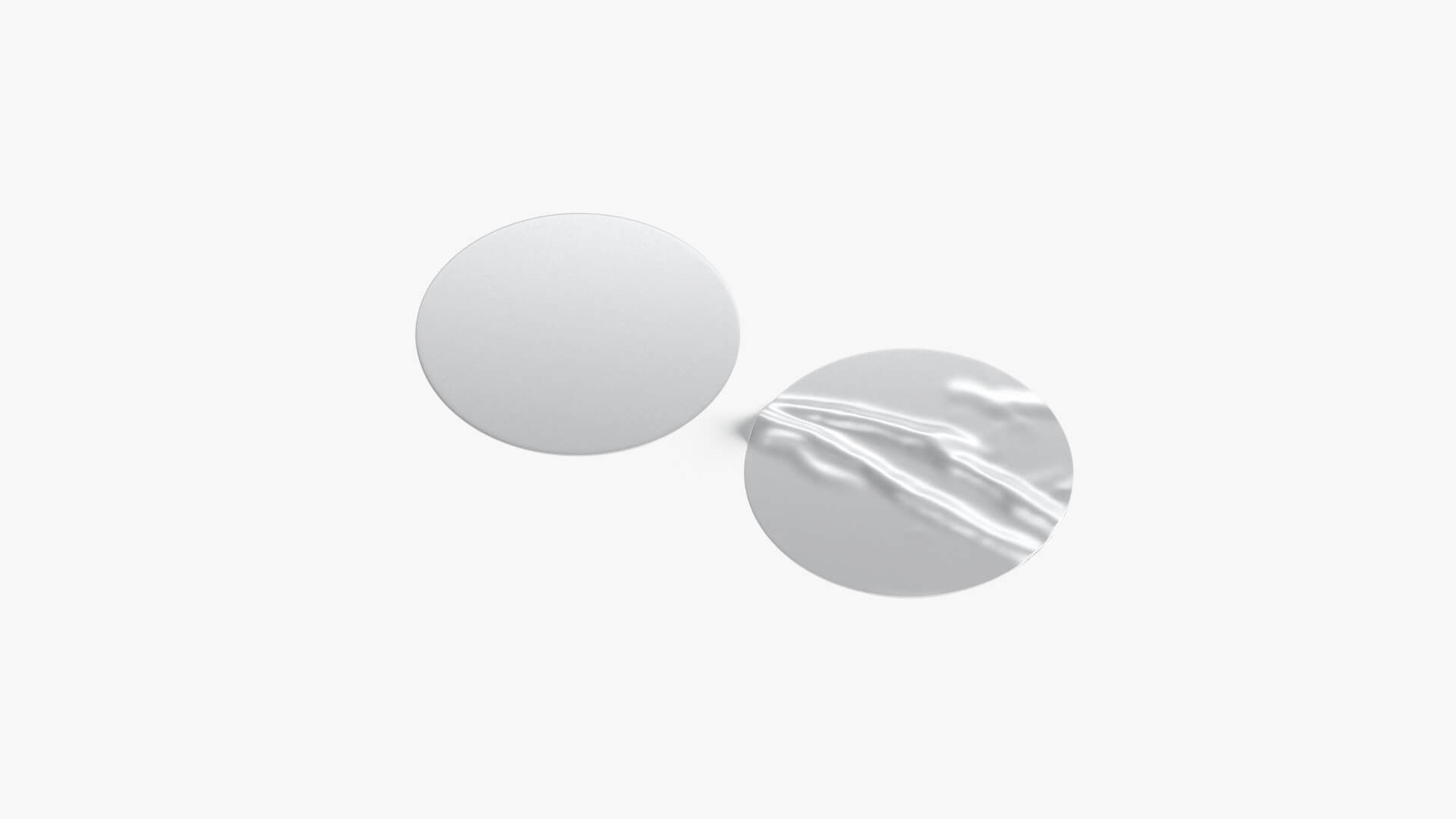 Two Round Stickers - Silver Sleek and Wrinkly Sticky Tag 3D Model by ...