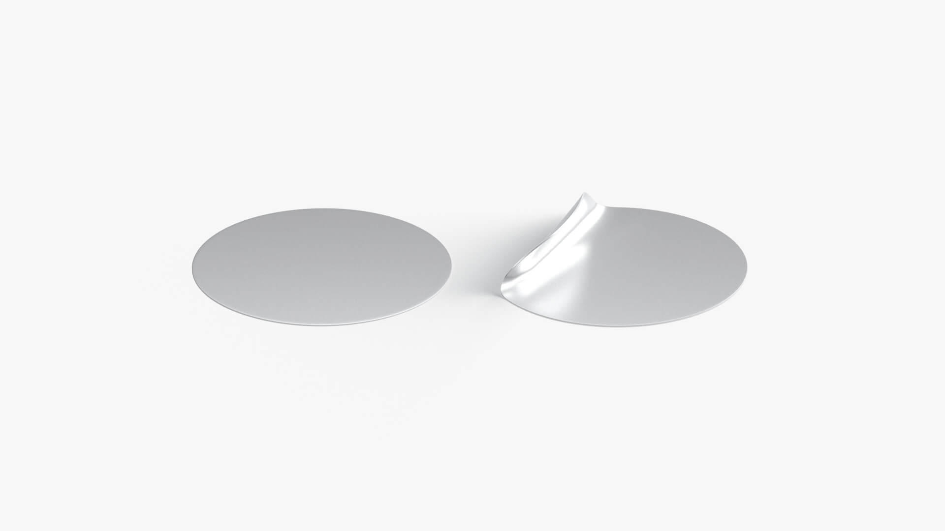 Two Round Stickers - Silver Smooth and Curved Sticky Labels 3D Model by ...