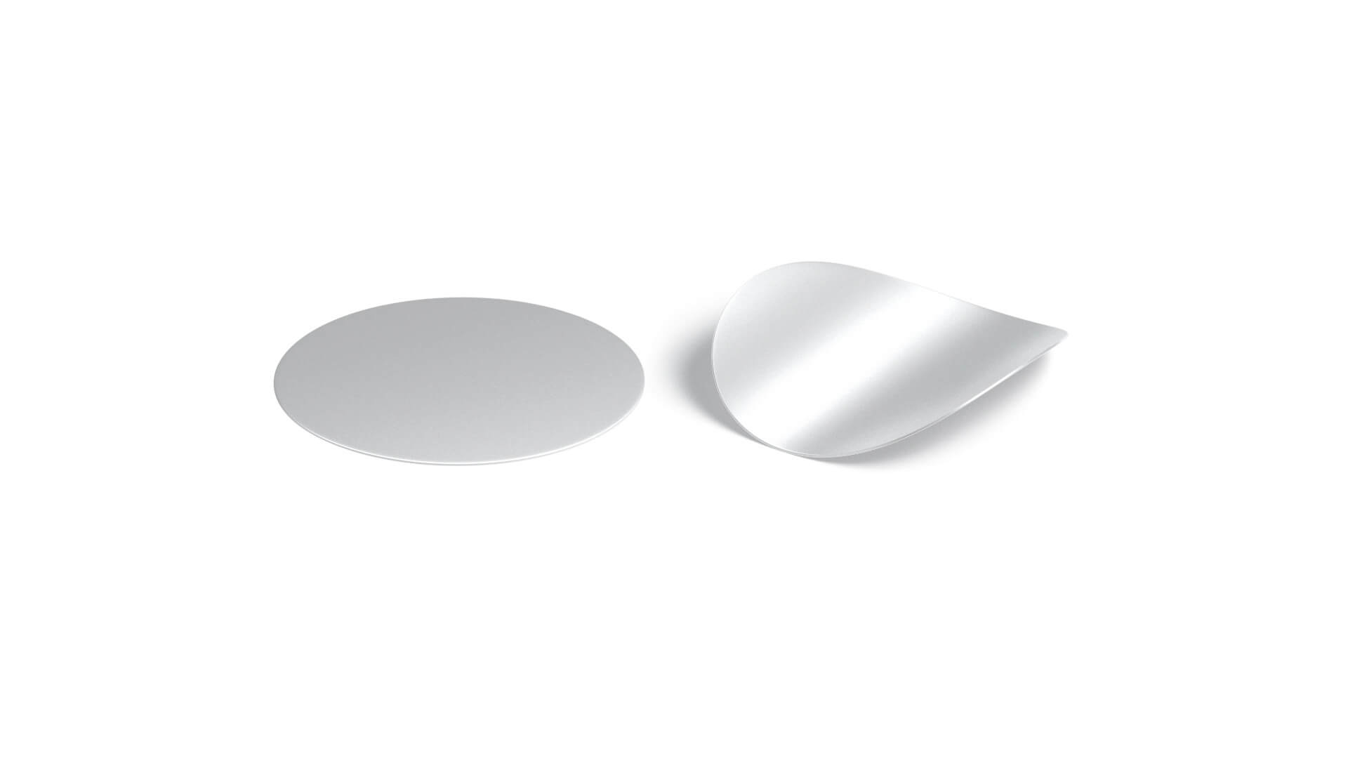 Two Round Stickers - Silver Smooth Curled Corners Glued Tag 3D Model by ...