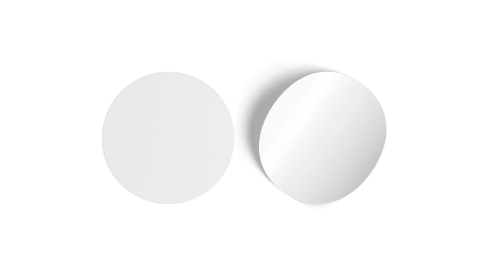 Two White Round Stickers - Smooth Curled Corners Glued Tag 3D Model by ...