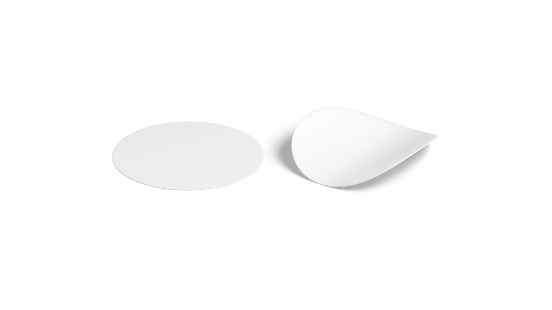 Two White Round Stickers - Smooth Curled Corners Glued Tag 3D Model by ...