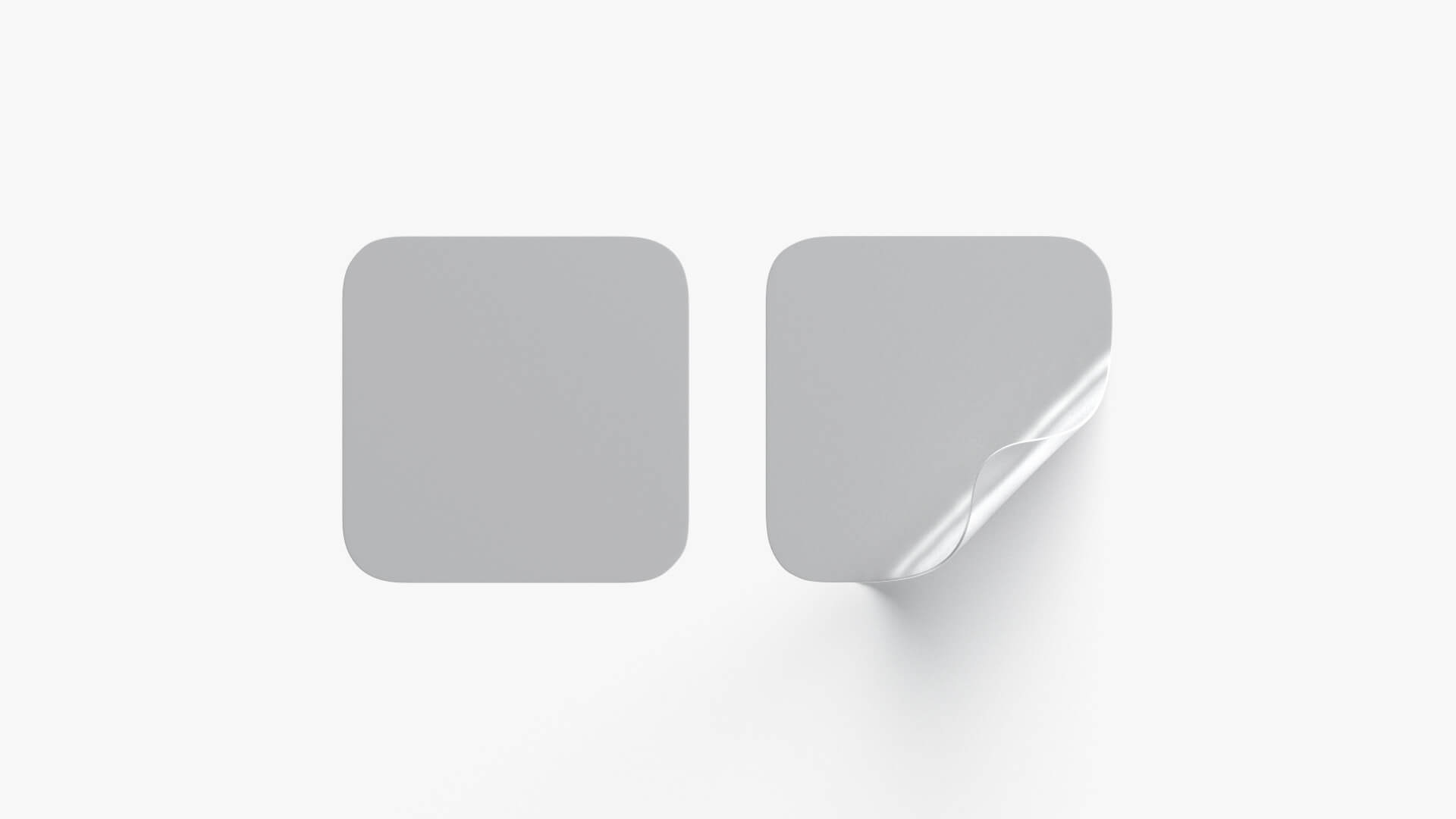 Two Square Stickers Silver Smooth Curled Corners Adhesive - 3D Model by ...
