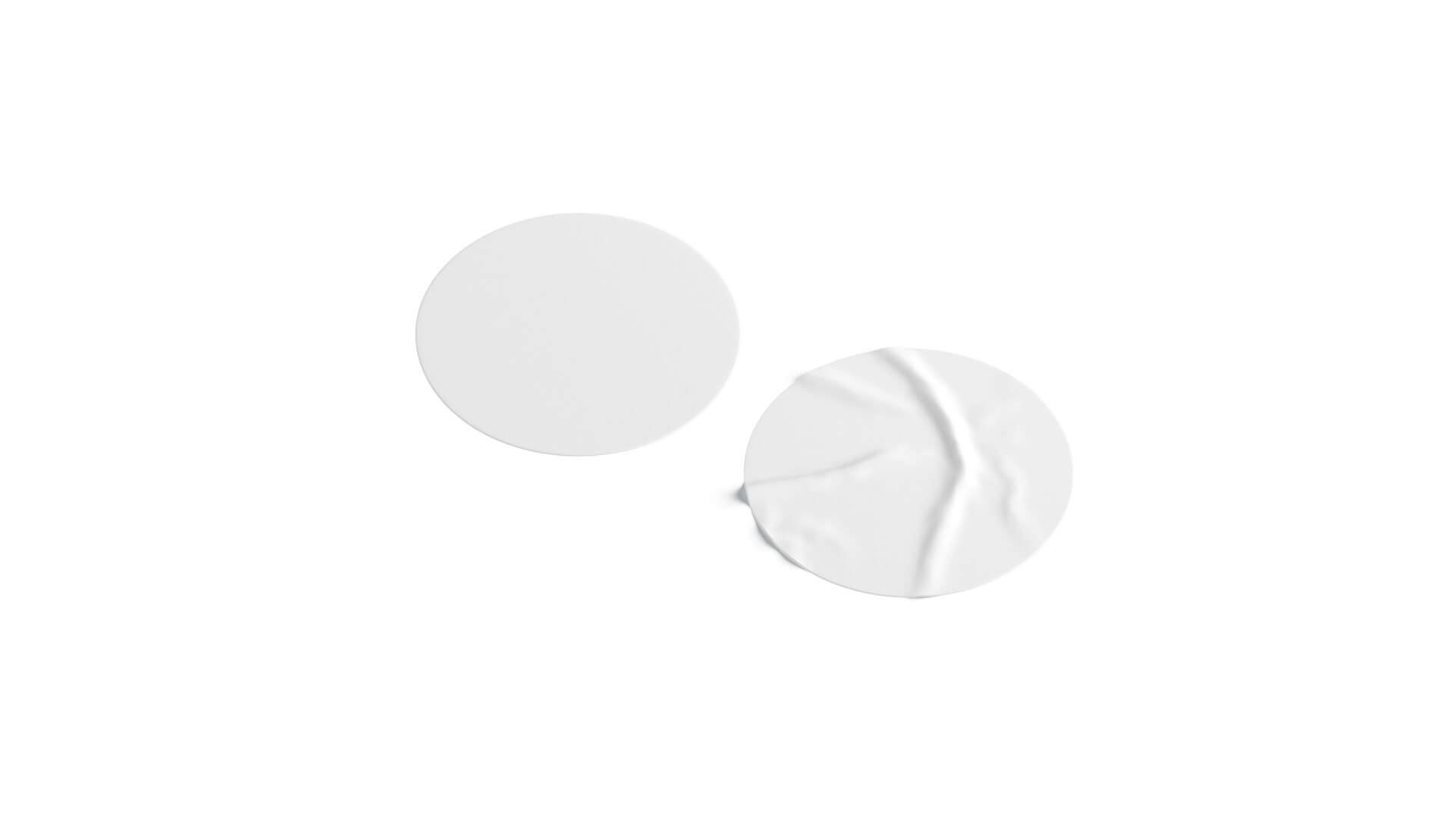 Two White Round Stickers - Flat and Crumpled 3D Model by rebrandy