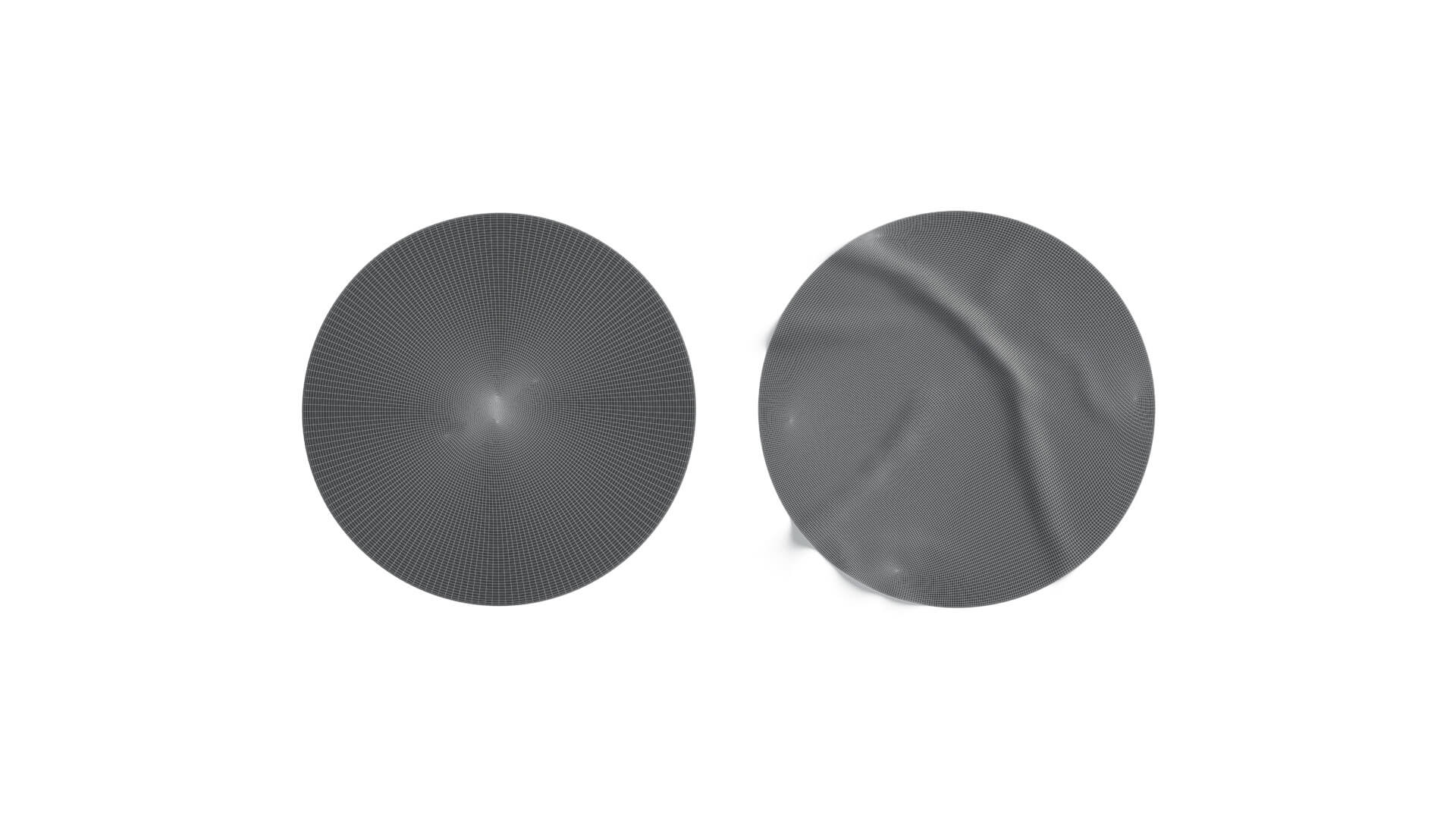 Two White Round Stickers - Flat and Crumpled 3D Model by rebrandy