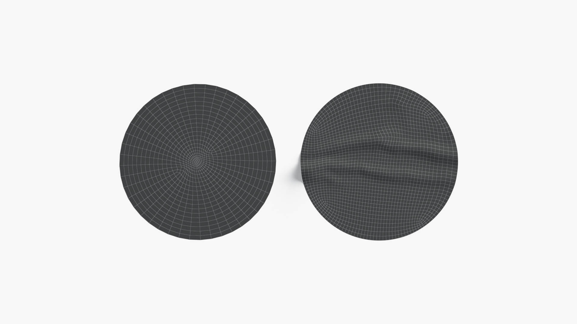 Two White Round Stickers - Sleek and Wrinkly Sticky Tag 3D Model by ...