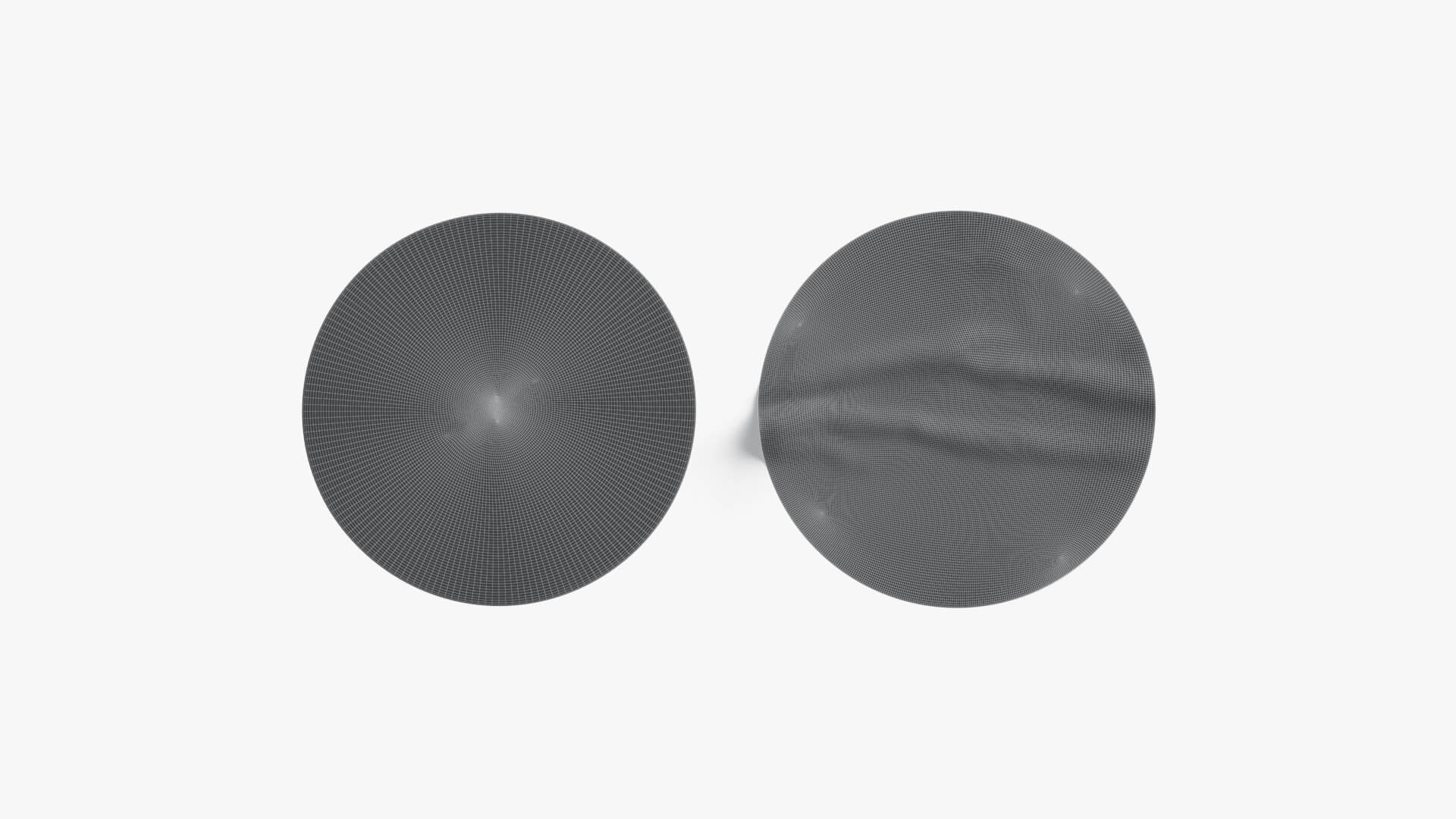 Two White Round Stickers - Sleek and Wrinkly Sticky Tag 3D Model by ...