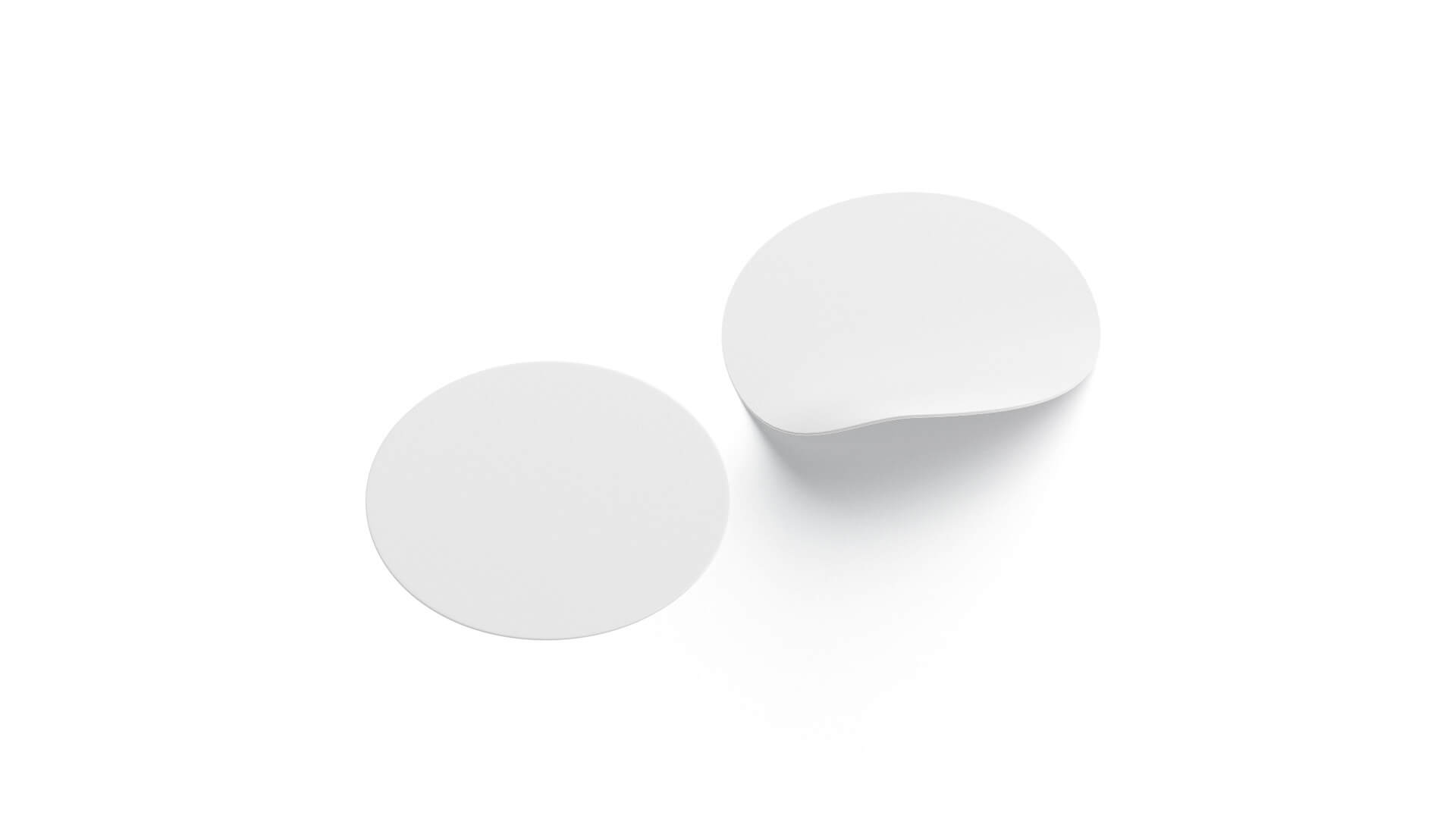 Two White Round Stickers - Smooth and Bended 3D Model by rebrandy