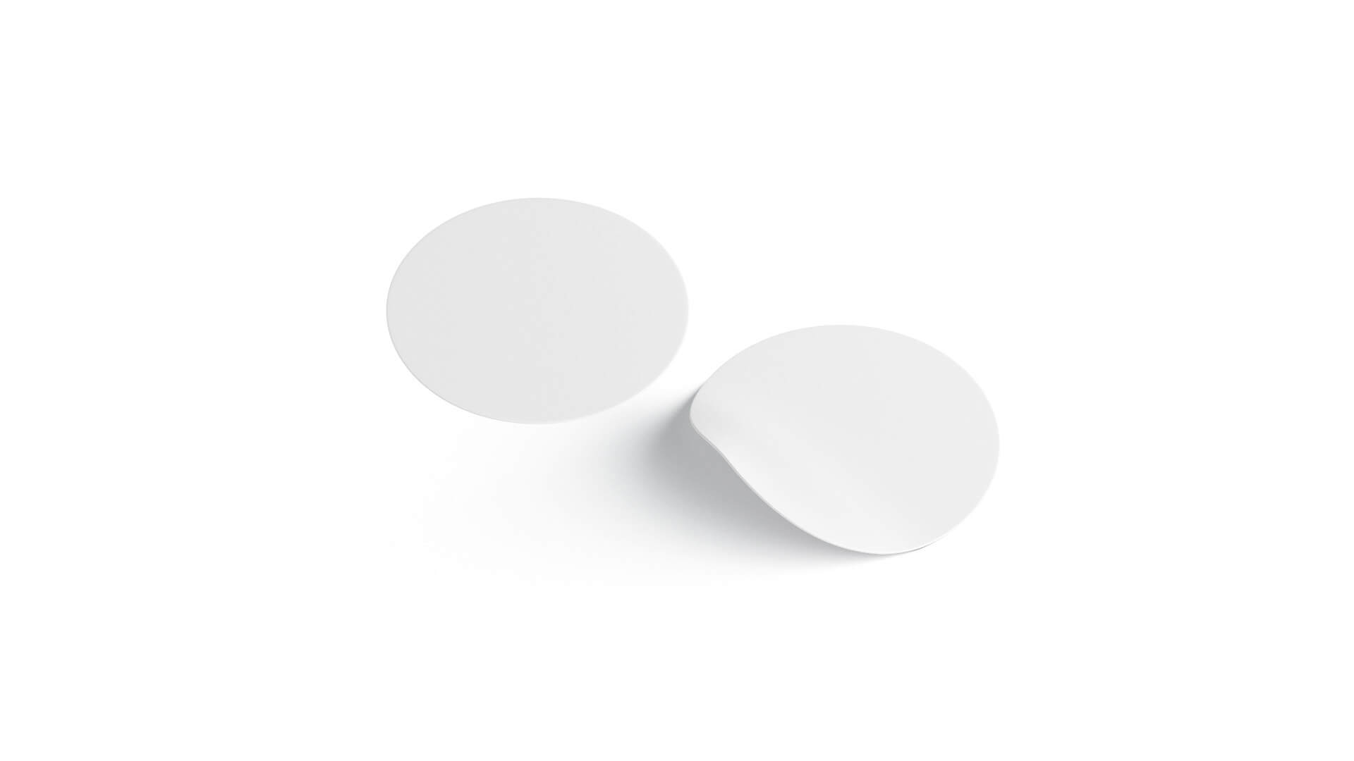 Two White Round Stickers - Smooth and Bended 3D Model by rebrandy