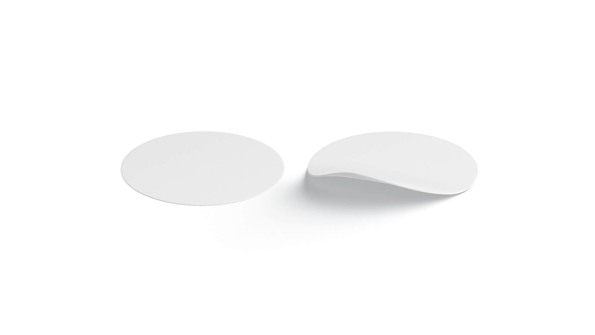 Two White Round Stickers - Smooth and Bended 3D Model by rebrandy