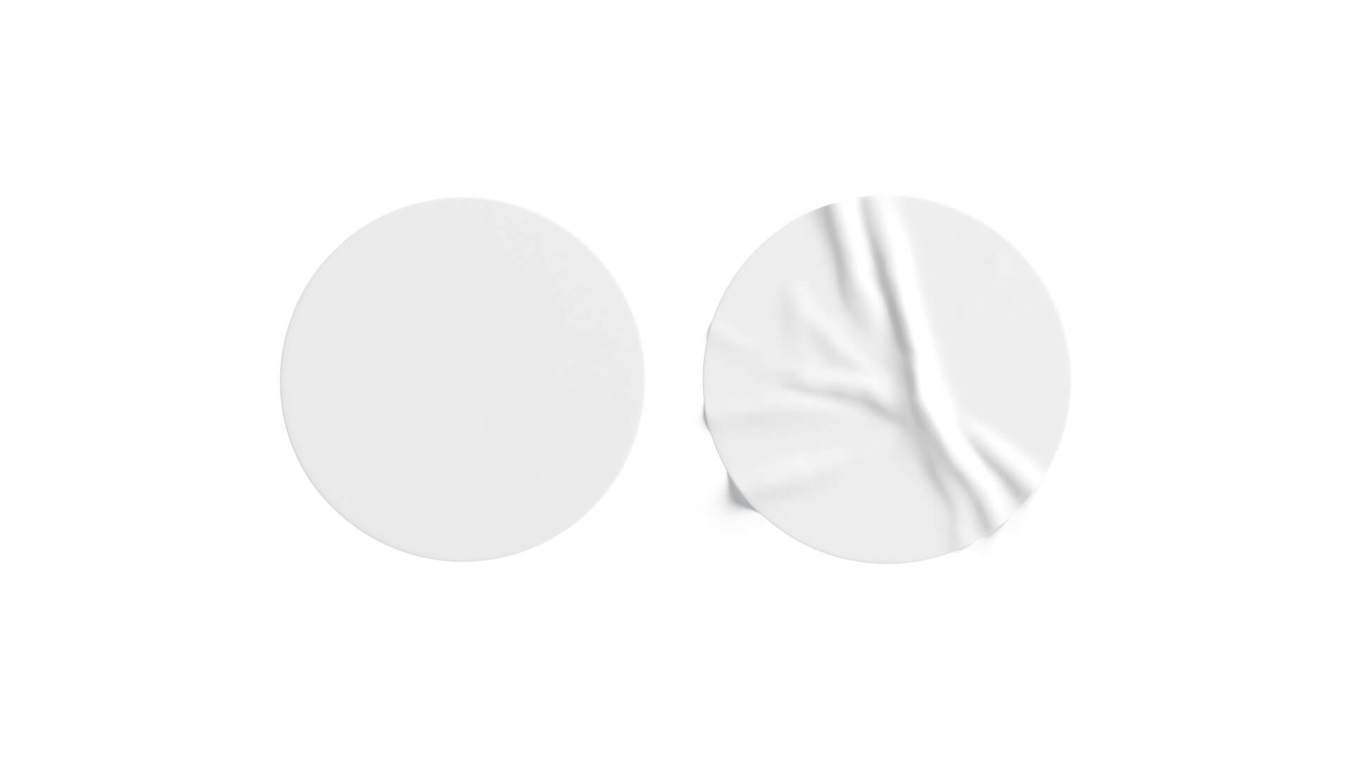 Two White Round Stickers - Smooth and Rugose Glued Label 3D Model by ...