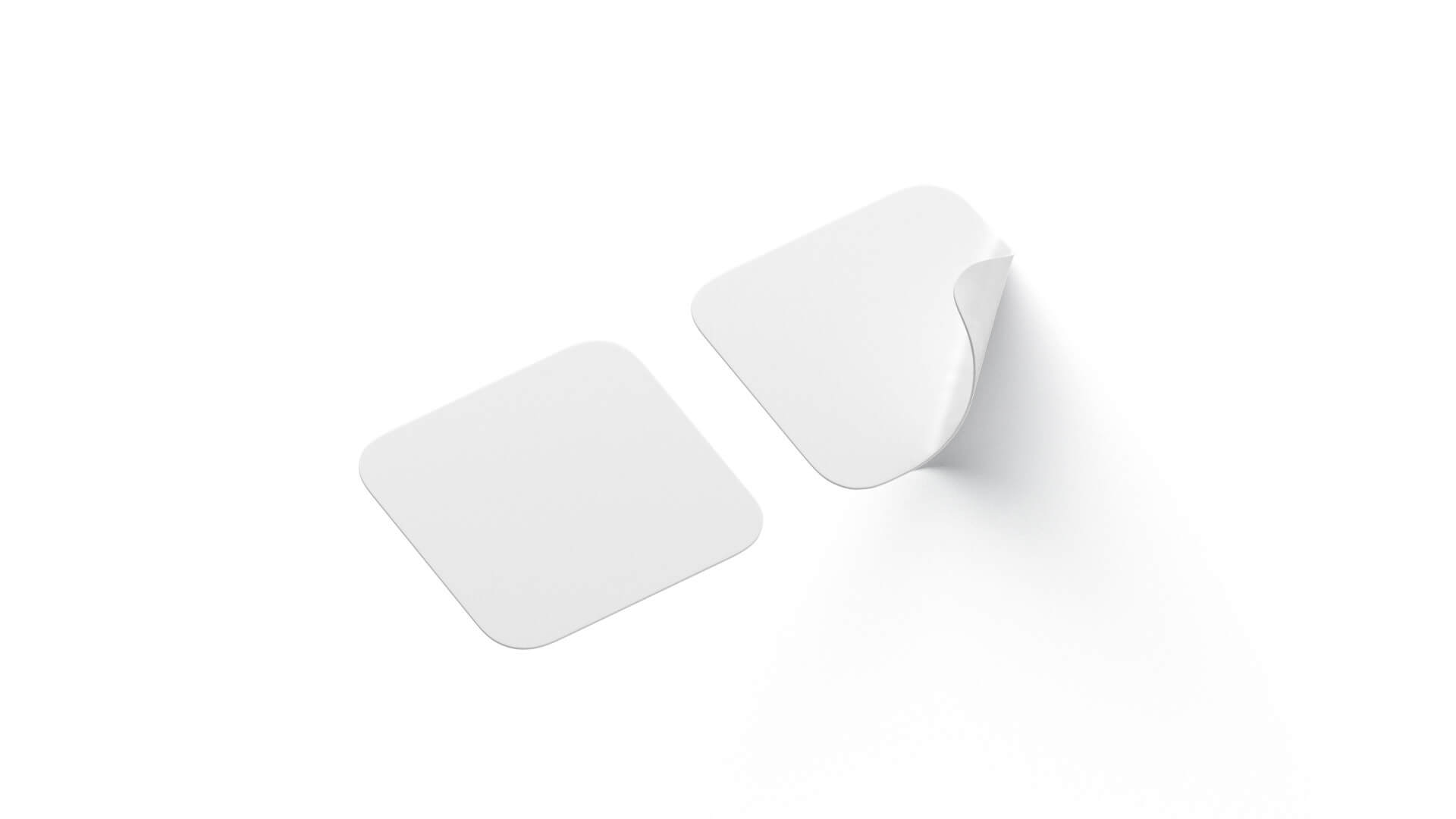 Two White Square Stickers - Curled Corners - 3D Model by rebrandy
