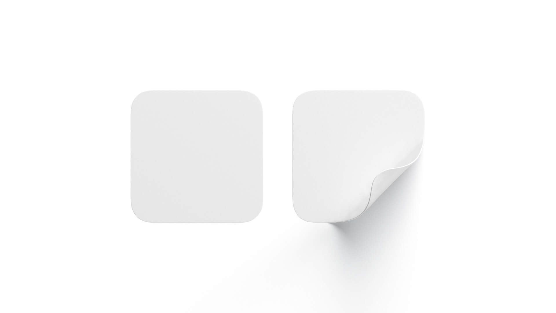 Two White Square Stickers - Curled Corners 3D Model by rebrandy