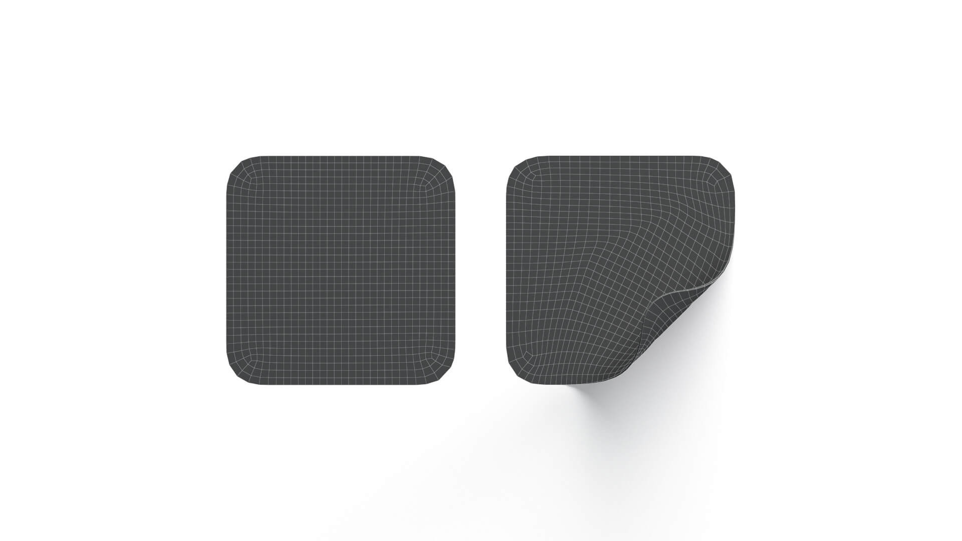 Two White Square Stickers - Curled Corners 3D Model by rebrandy