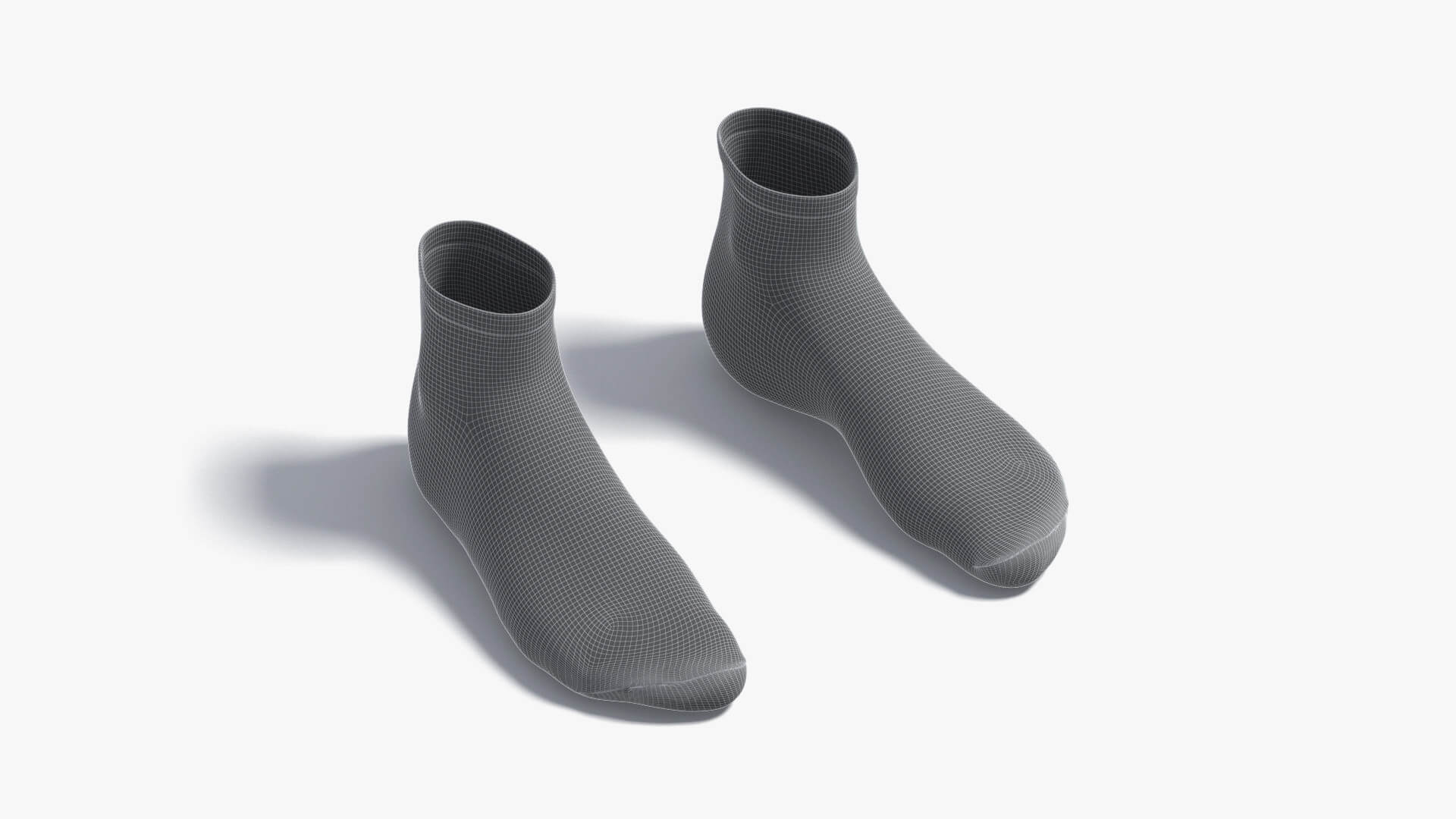 White Ankle Socks - Fabric Sox Pair 3D Model by rebrandy