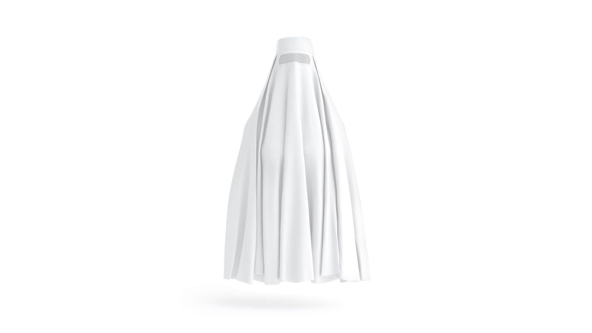 White Burqa - Muslim Traditional Woman Outer Hijab 3D Model by rebrandy