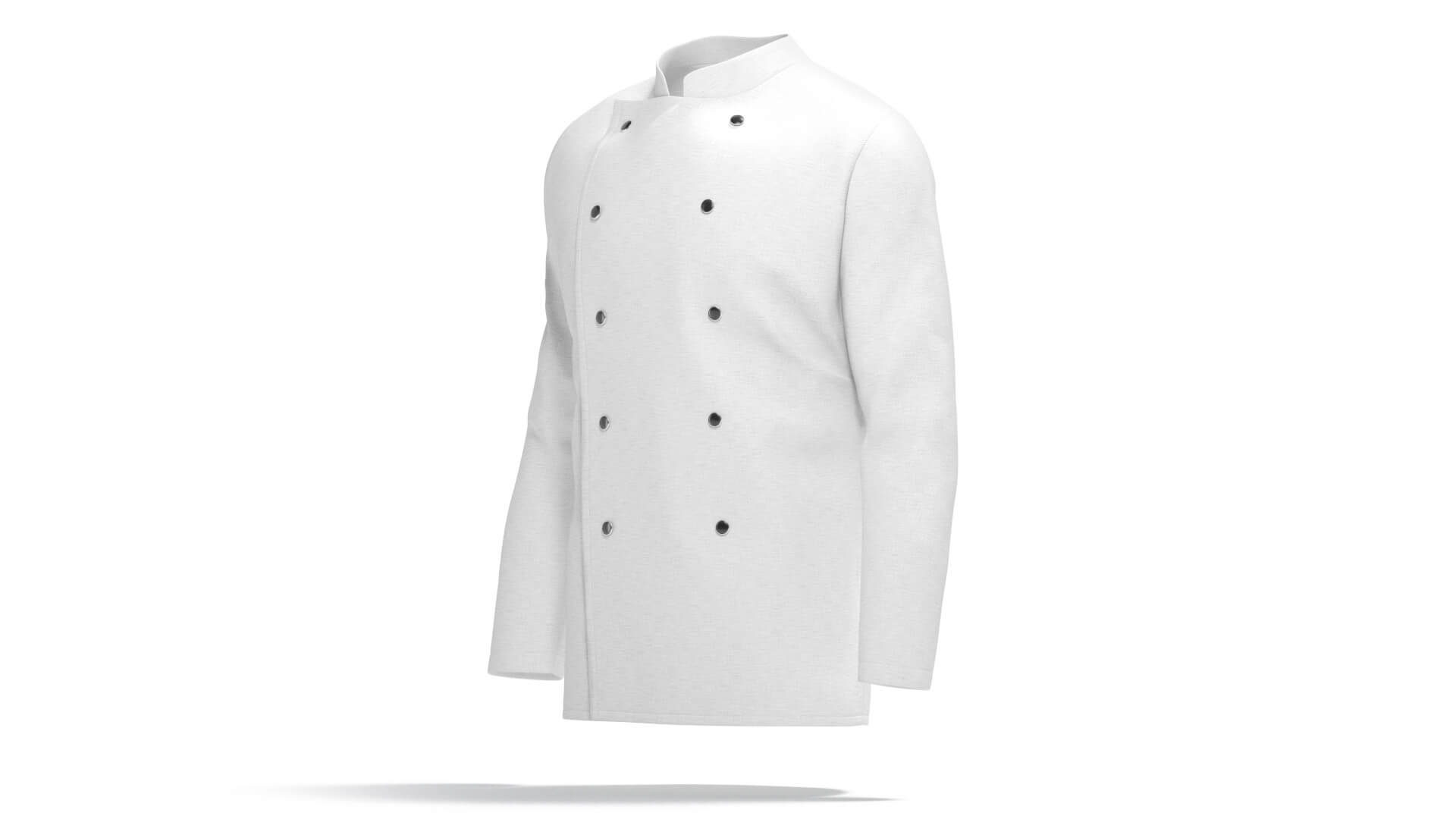 White Chef Jacket - Cook Chief Coat 3D Model by rebrandy