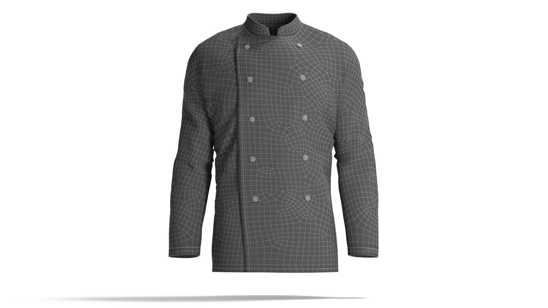 White Chef Jacket - Cook Chief Coat 3D Model by rebrandy