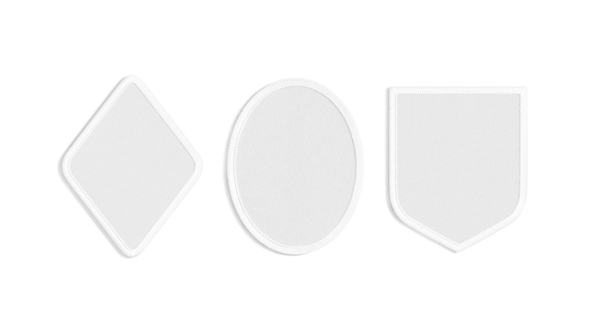 White Embroidered Patch Set - 11 Shapes Lying Badges 3D Model by rebrandy