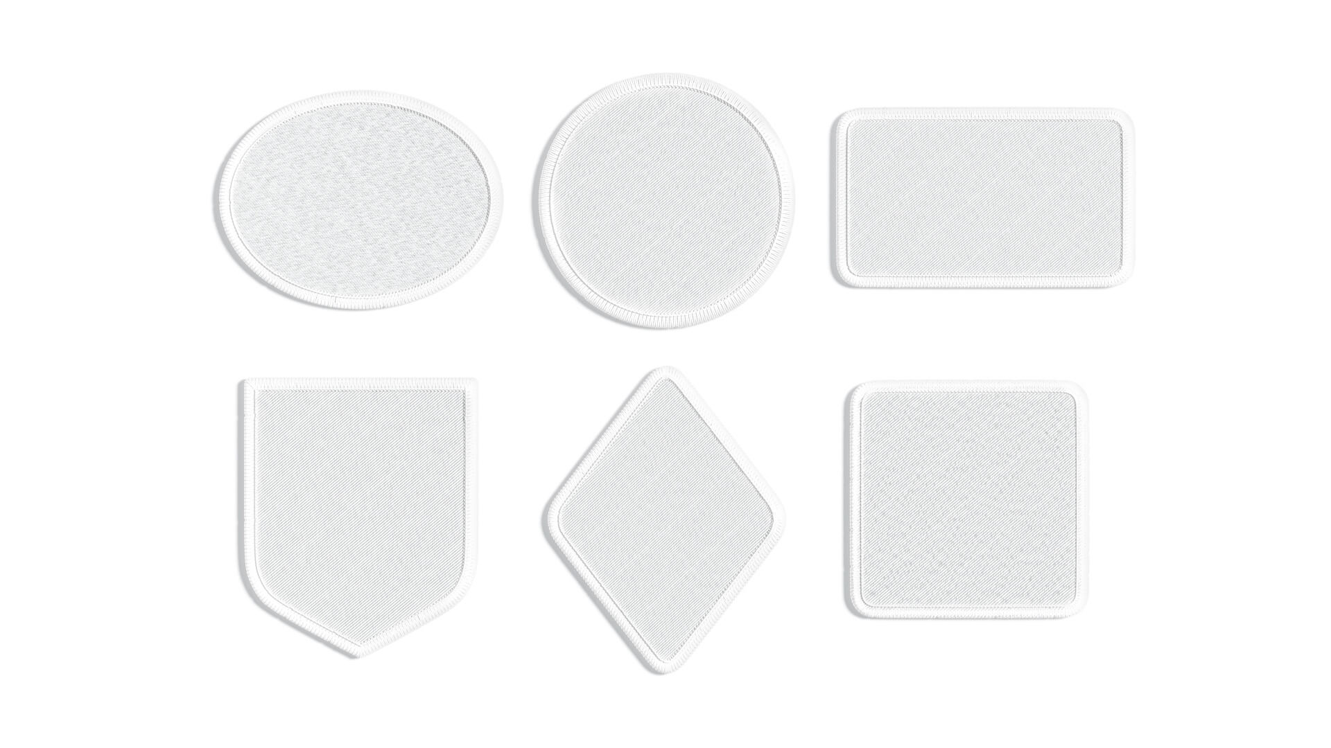 White Embroidered Patch Set - 6 Shapes Lying Badges 3D Model by rebrandy