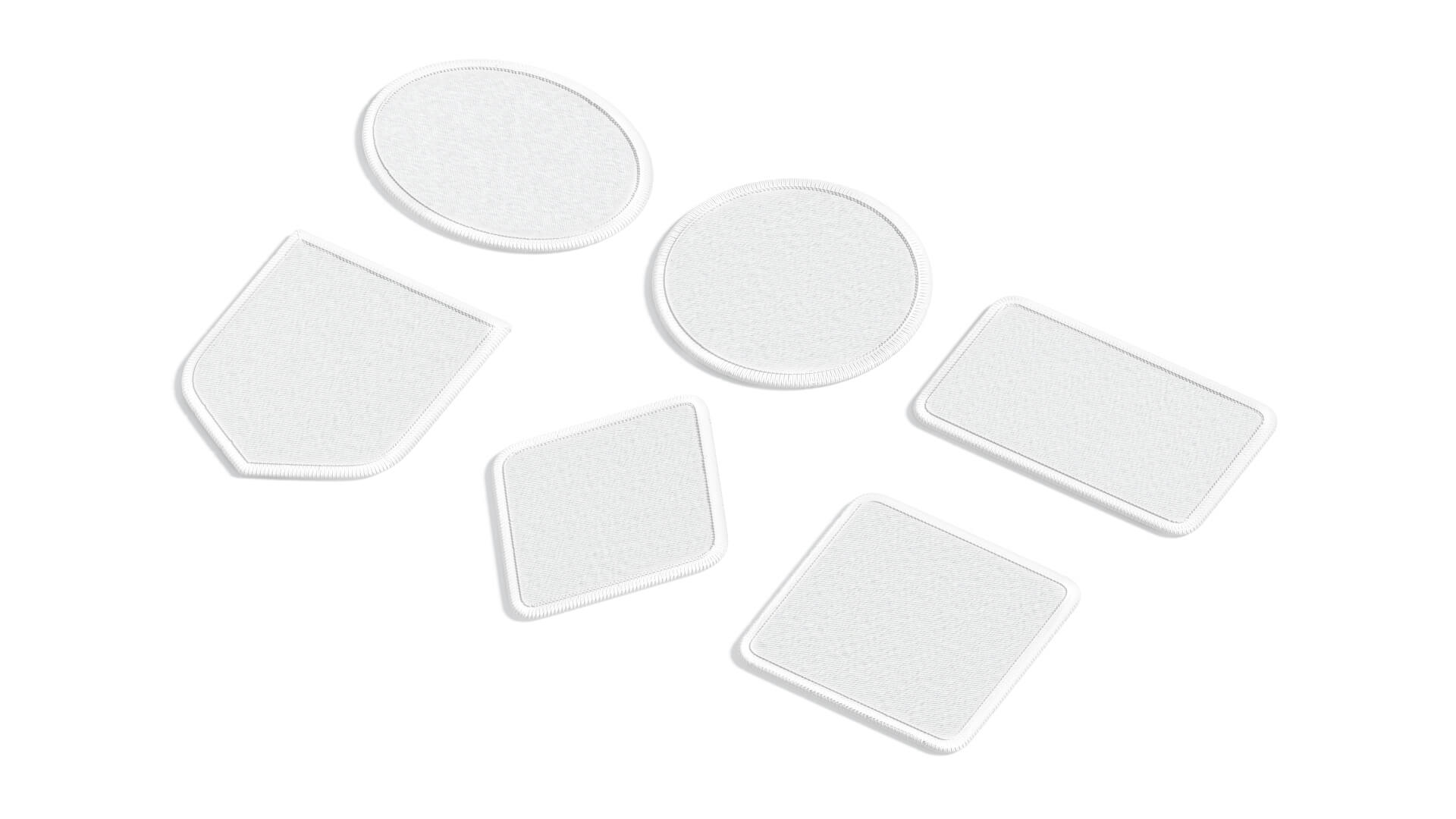White Embroidered Patch Set - 6 Shapes Lying Badges 3D Model by rebrandy