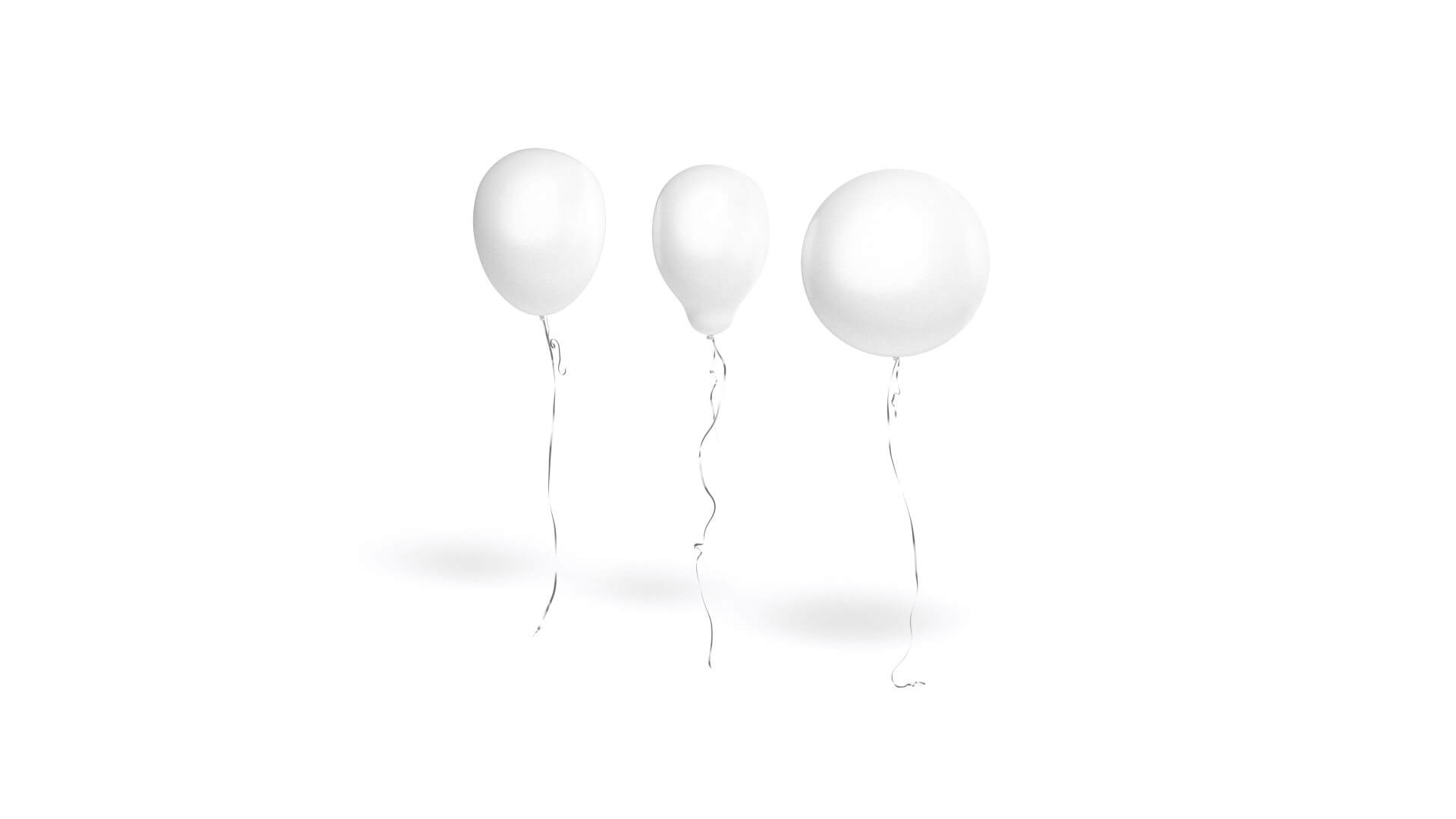 White Helium Balloons Set - 5 Foil Gift Balloon Shapes 3D Model by rebrandy