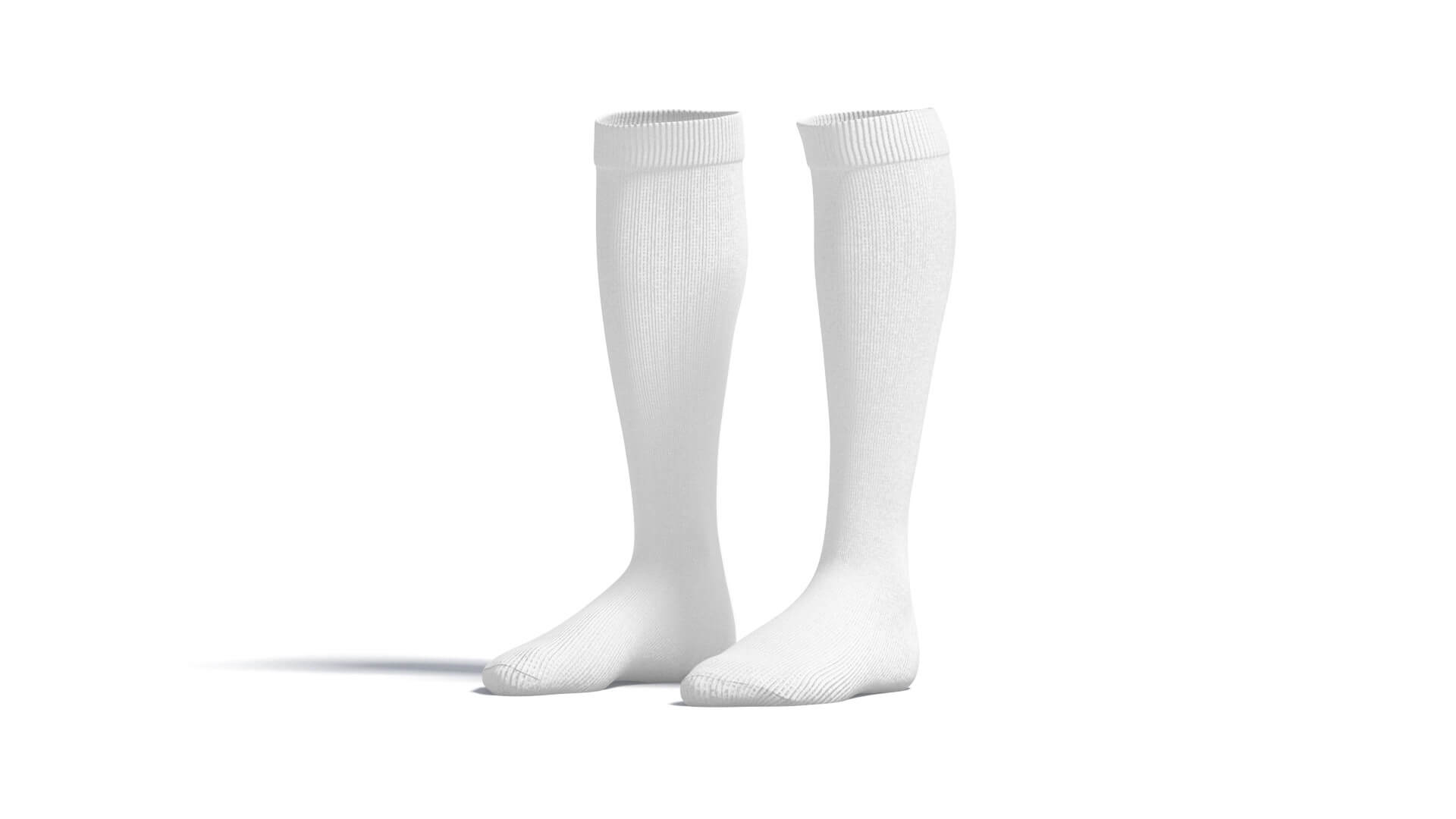 White Knee High Socks - Fabric Sox Pair 3D Model by rebrandy