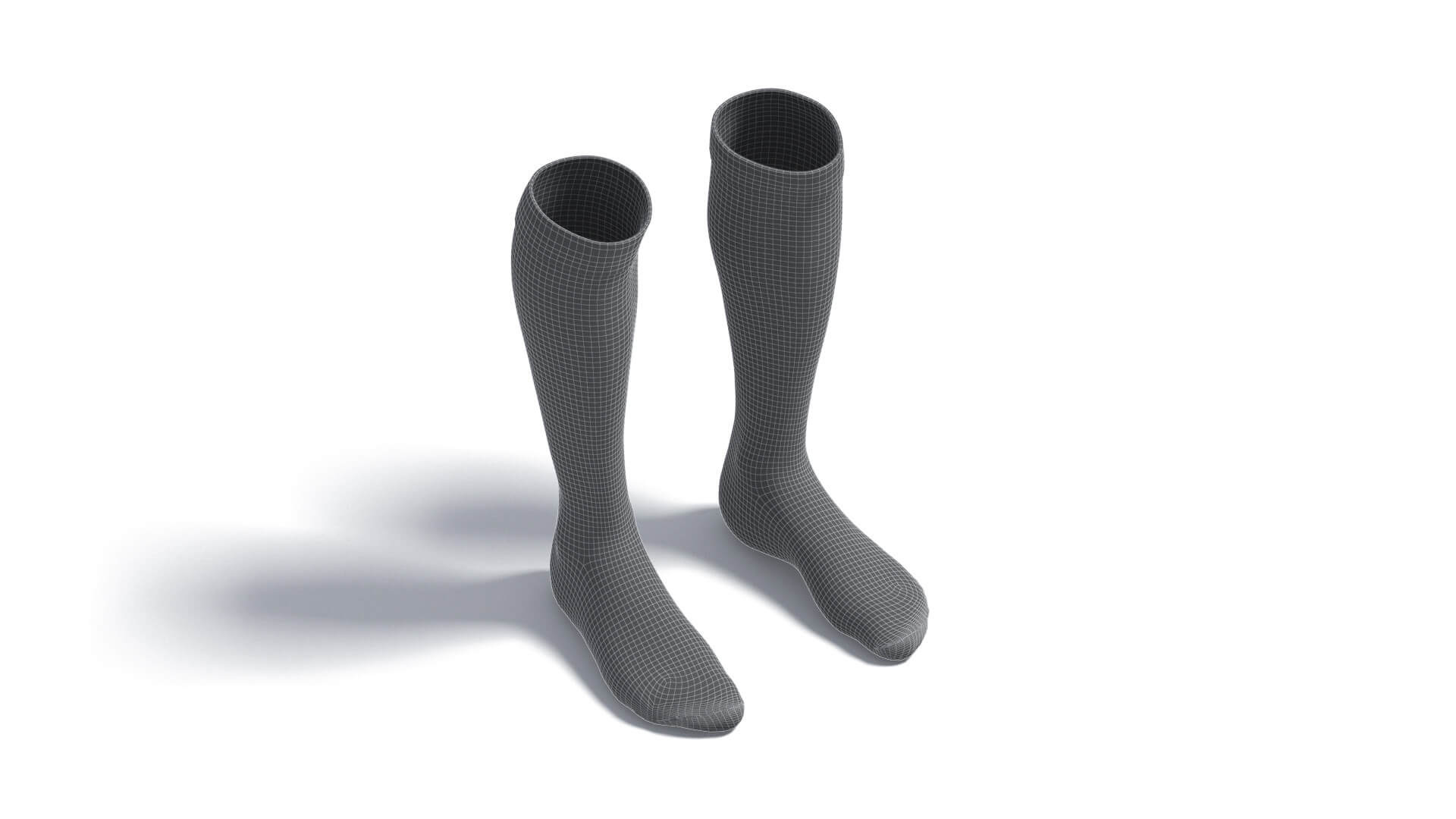 White Knee High Socks - Fabric Sox Pair 3D Model by rebrandy