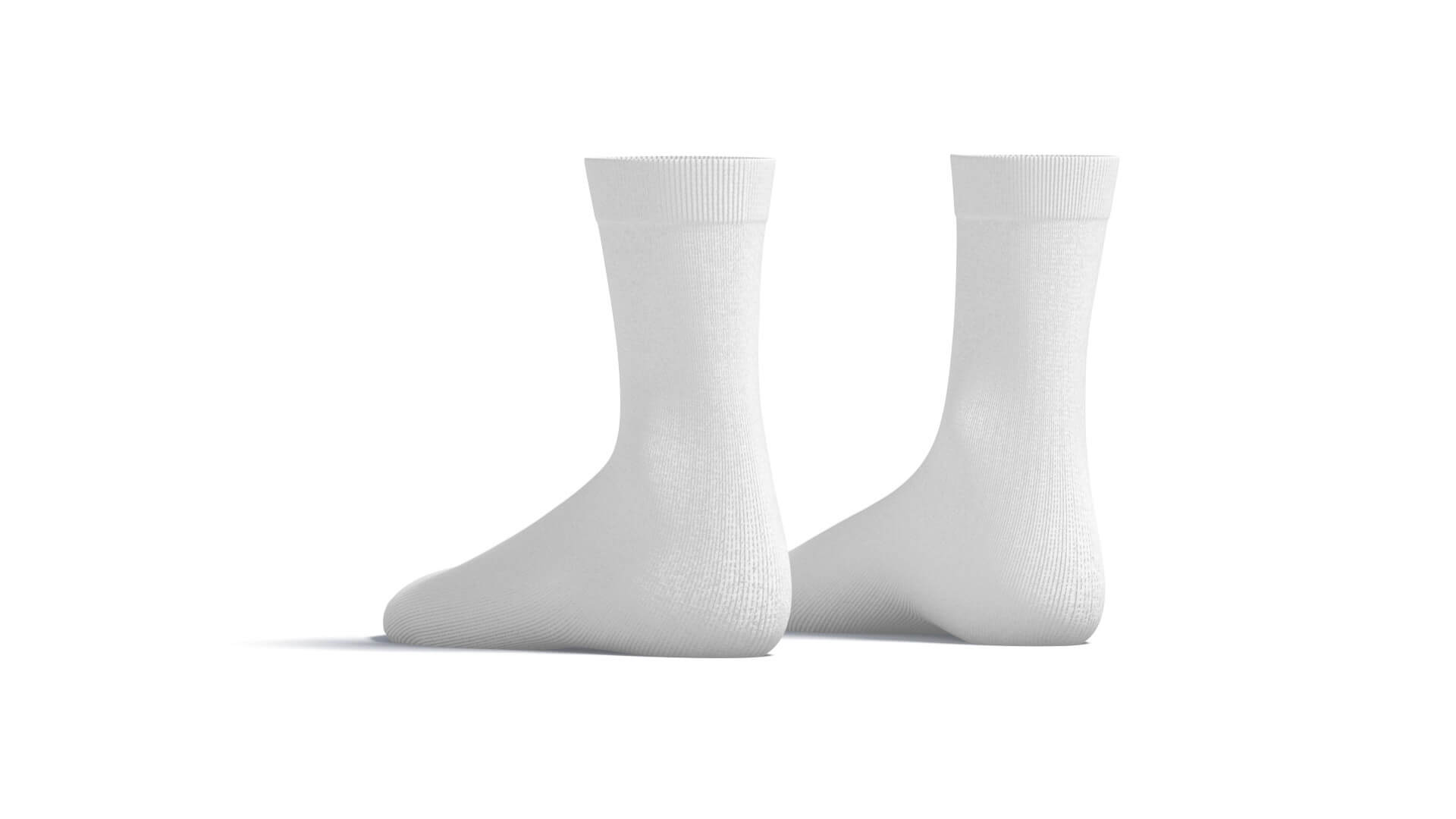 White Long Socks - Fabric Sox Pair 3D Model by rebrandy