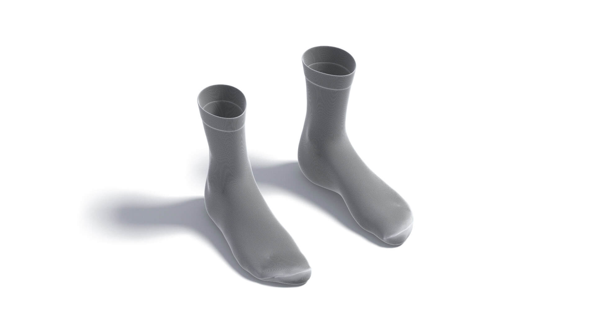 White Long Socks - Fabric Sox Pair 3D Model by rebrandy
