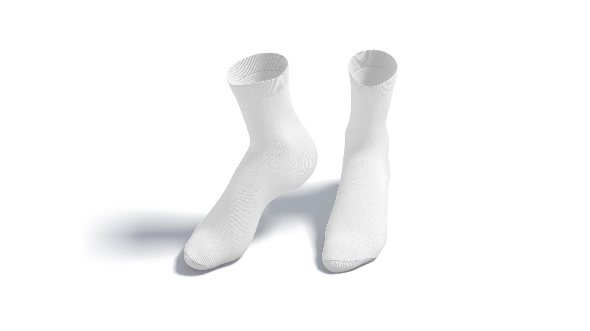 White Long Socks Stand on Tiptoe - Fabric Sox Pair 3D Model by rebrandy