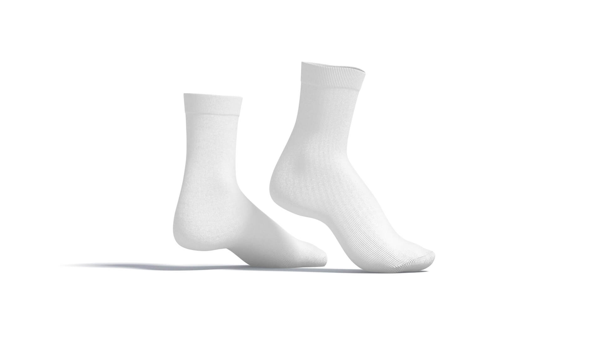White Long Socks Stand on Tiptoe - Fabric Sox Pair 3D Model by rebrandy