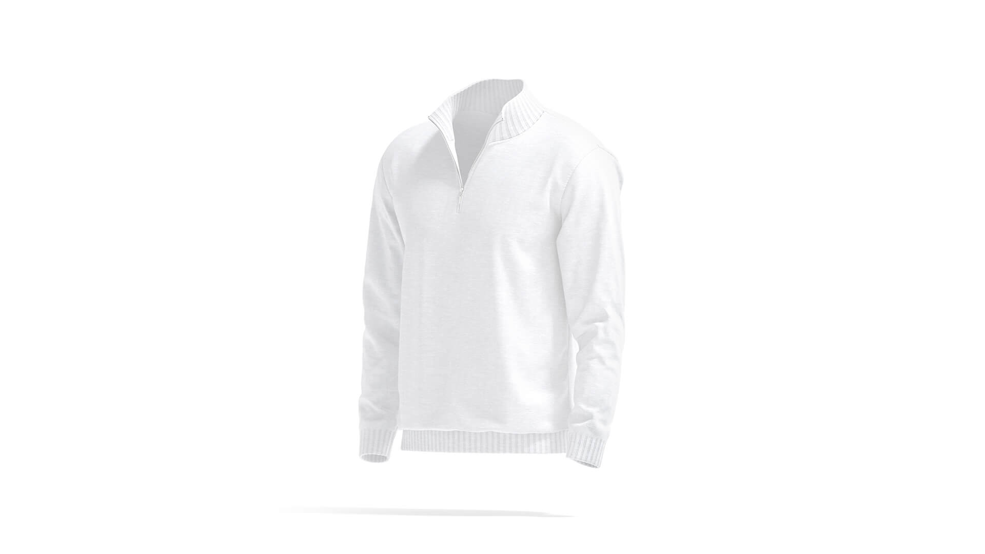 White Quarter Zip Sweater - Knitted Men Pullover With Zipper 3D Model ...
