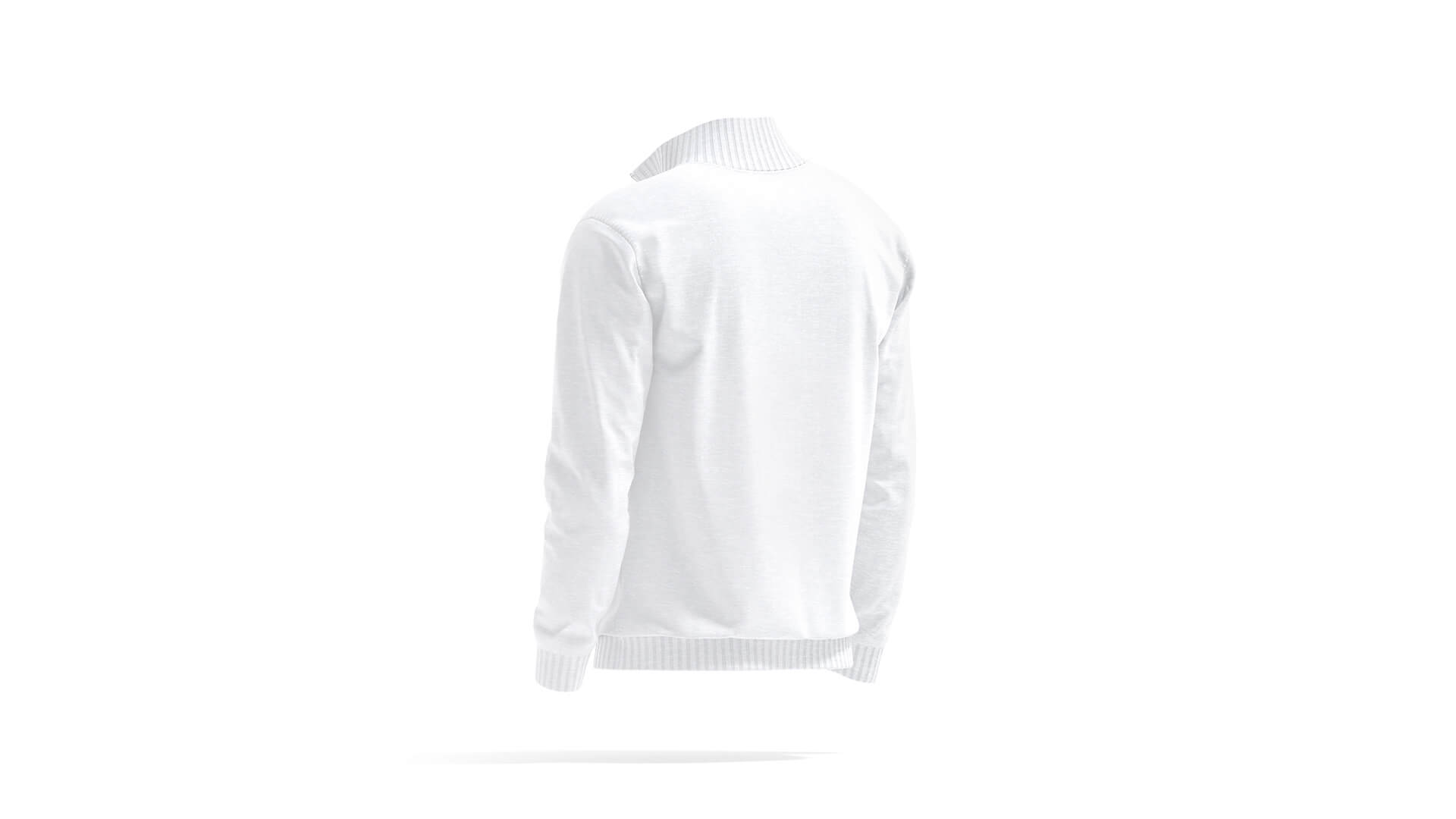 White Quarter Zip Sweater - Knitted Men Pullover With Zipper 3D Model ...