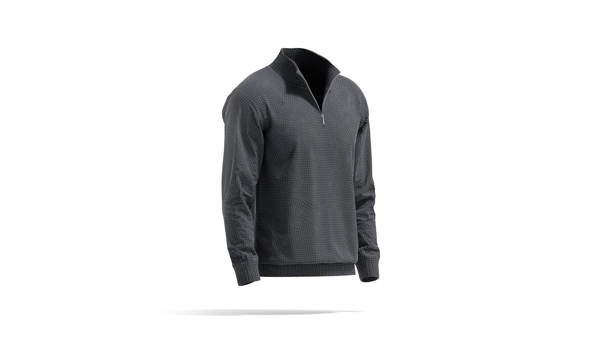 White Quarter Zip Sweater - Knitted Men Pullover With Zipper 3D Model ...