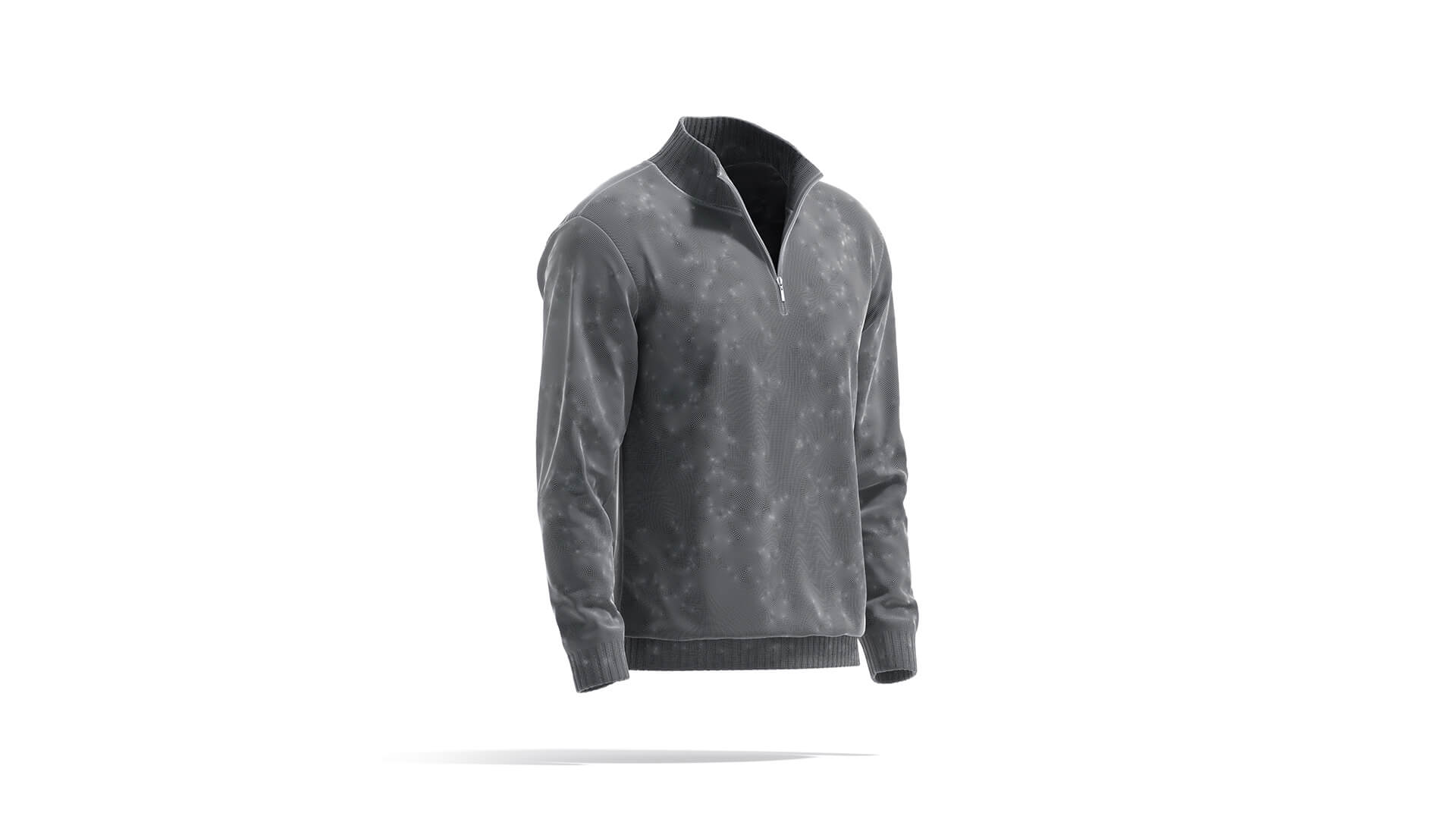 White Quarter Zip Sweater - Knitted Men Pullover With Zipper 3D Model by rebrandy