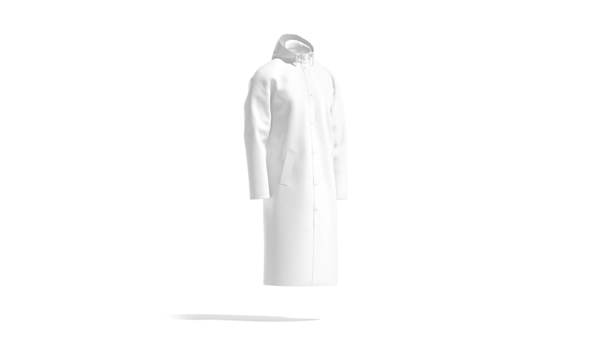 White Waterproof Rain Coat - 3D Model by rebrandy