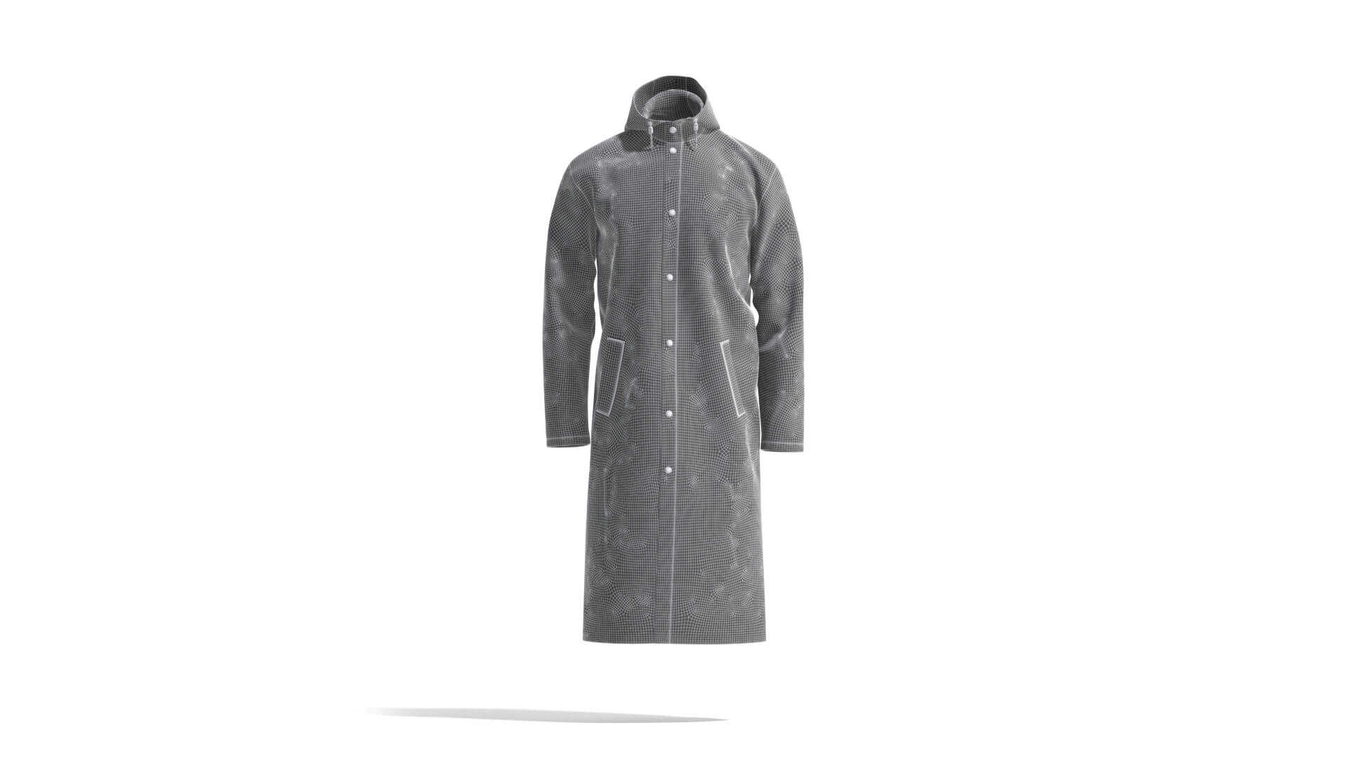 White Rain Coat - Waterproof Raincoat Jacket 3D Model by rebrandy