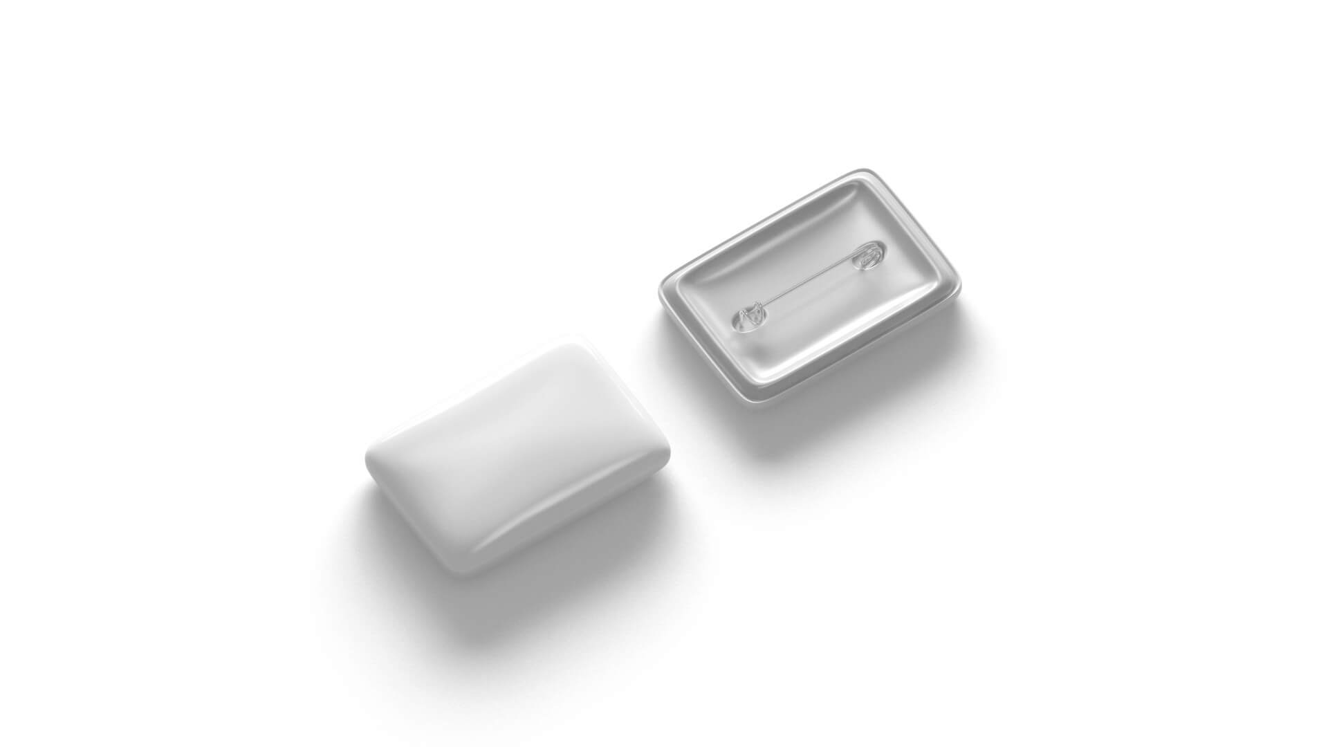White Rectangular Button Badge - 3D Model by rebrandy