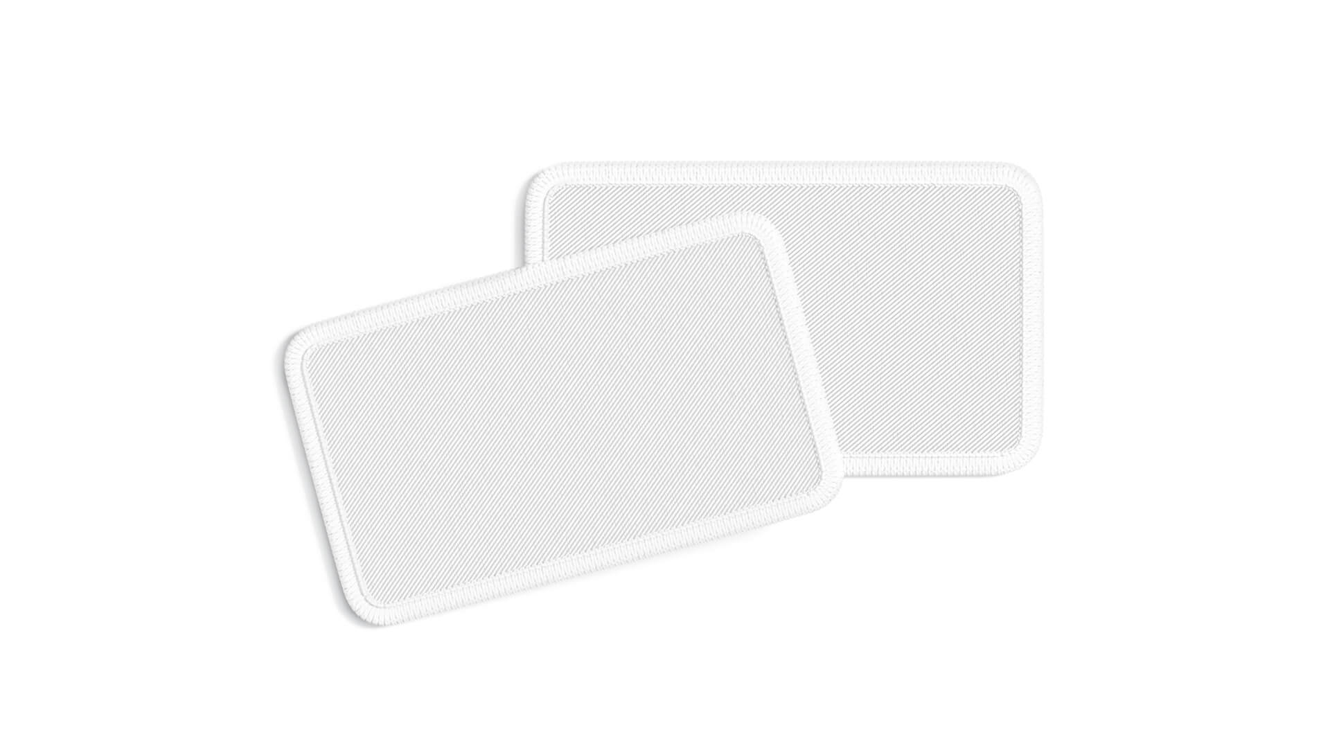 White Rectangular Embroidered Patch Stack - Lying Badge Pair 3D Model ...