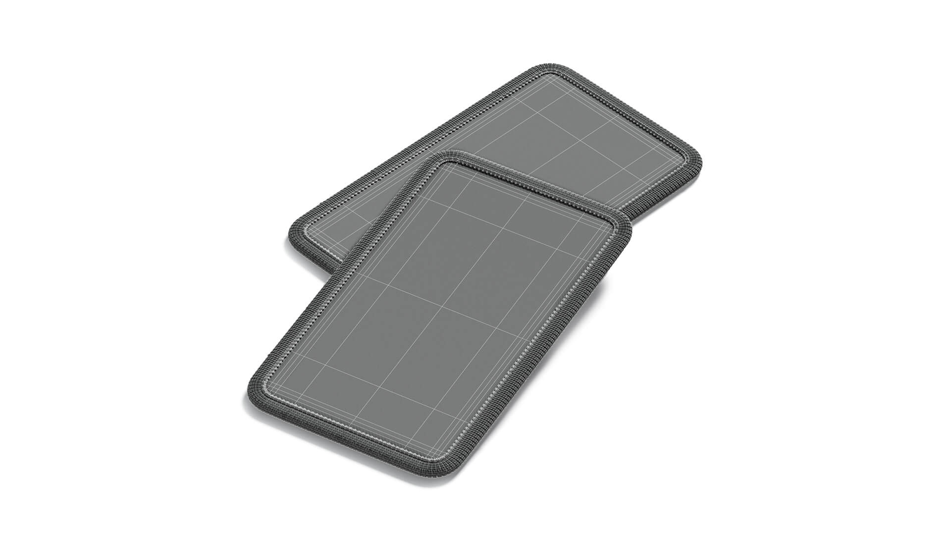 White Rectangular Embroidered Patch Stack - Lying Badge Pair 3D Model ...