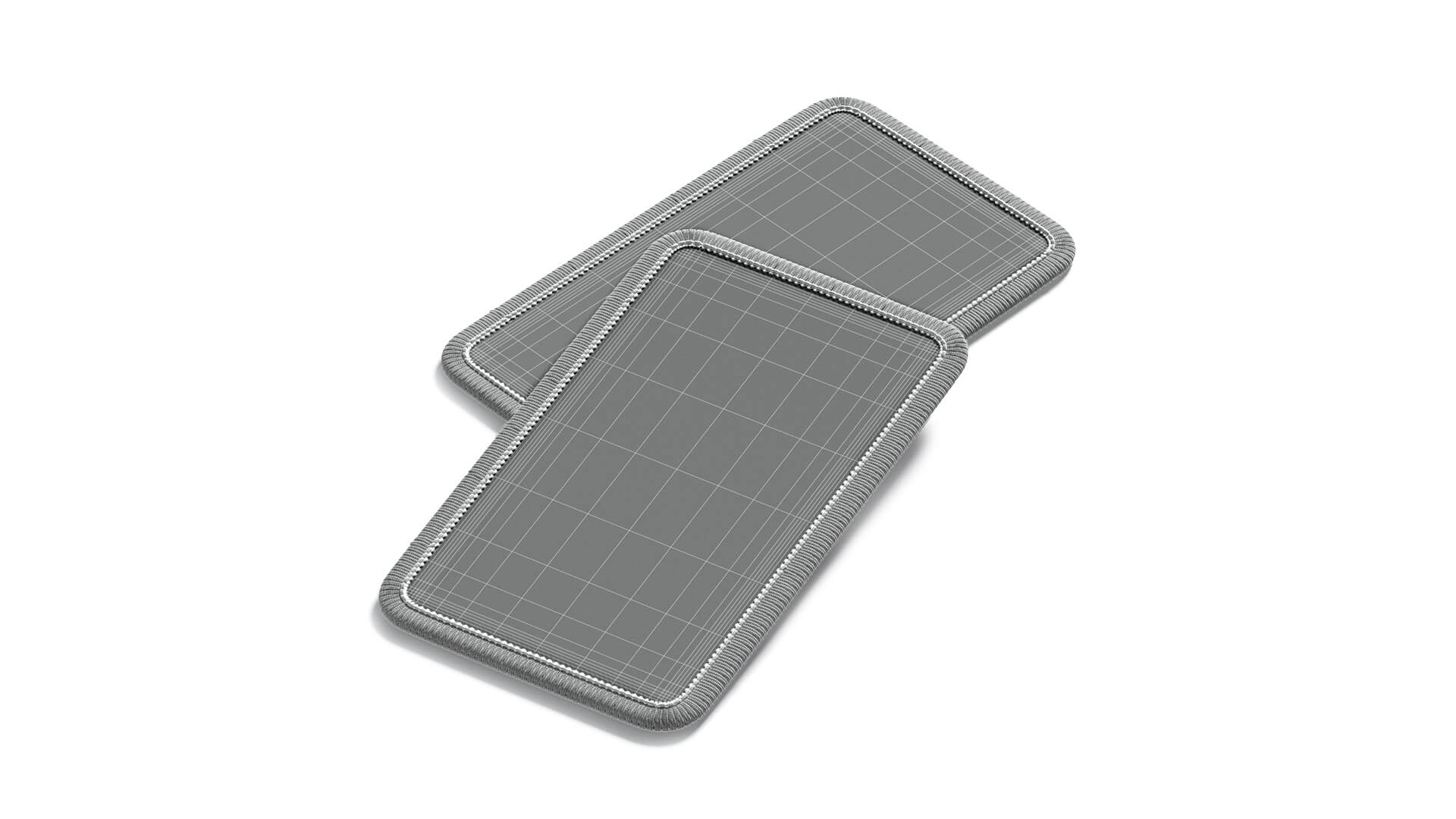 White Rectangular Embroidered Patch Stack - Lying Badge Pair 3D Model ...