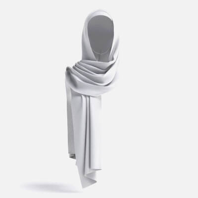 White Shayla - Muslim Traditional Woman Headscarf 3D Model by rebrandy