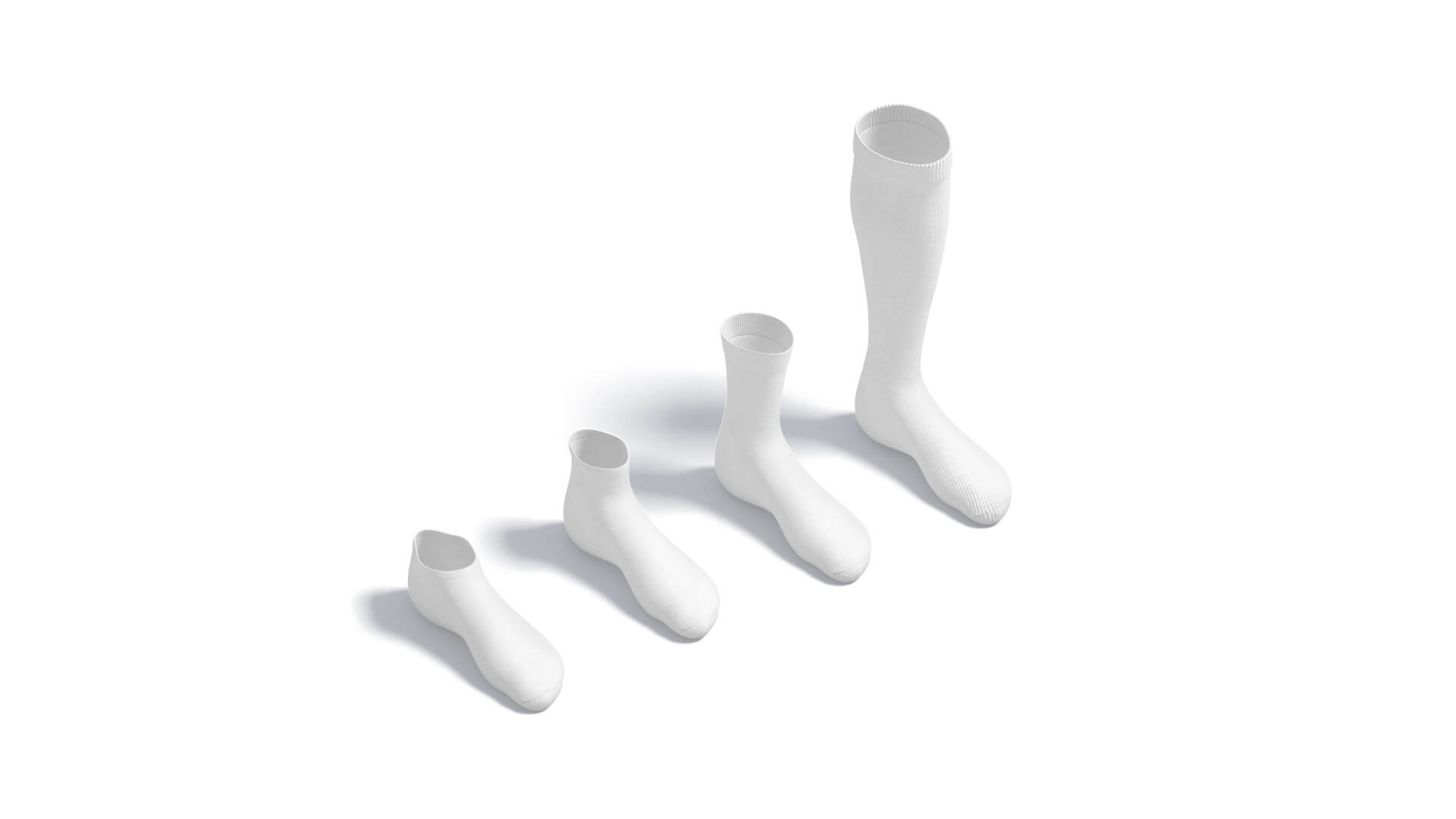 White Single Socks Different Shapes - Fabric Sox 3D Model by rebrandy