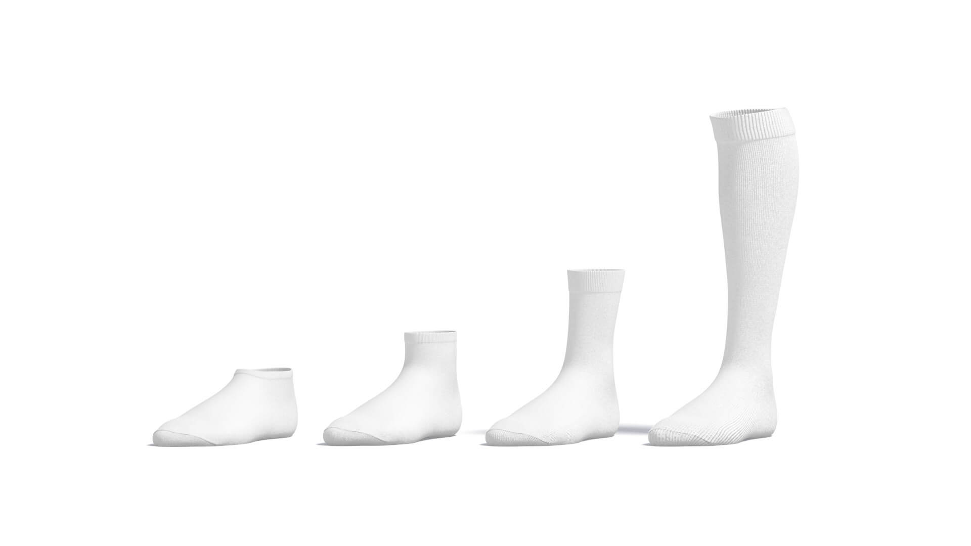 White Single Socks Different Shapes - Fabric Sox 3D Model by rebrandy