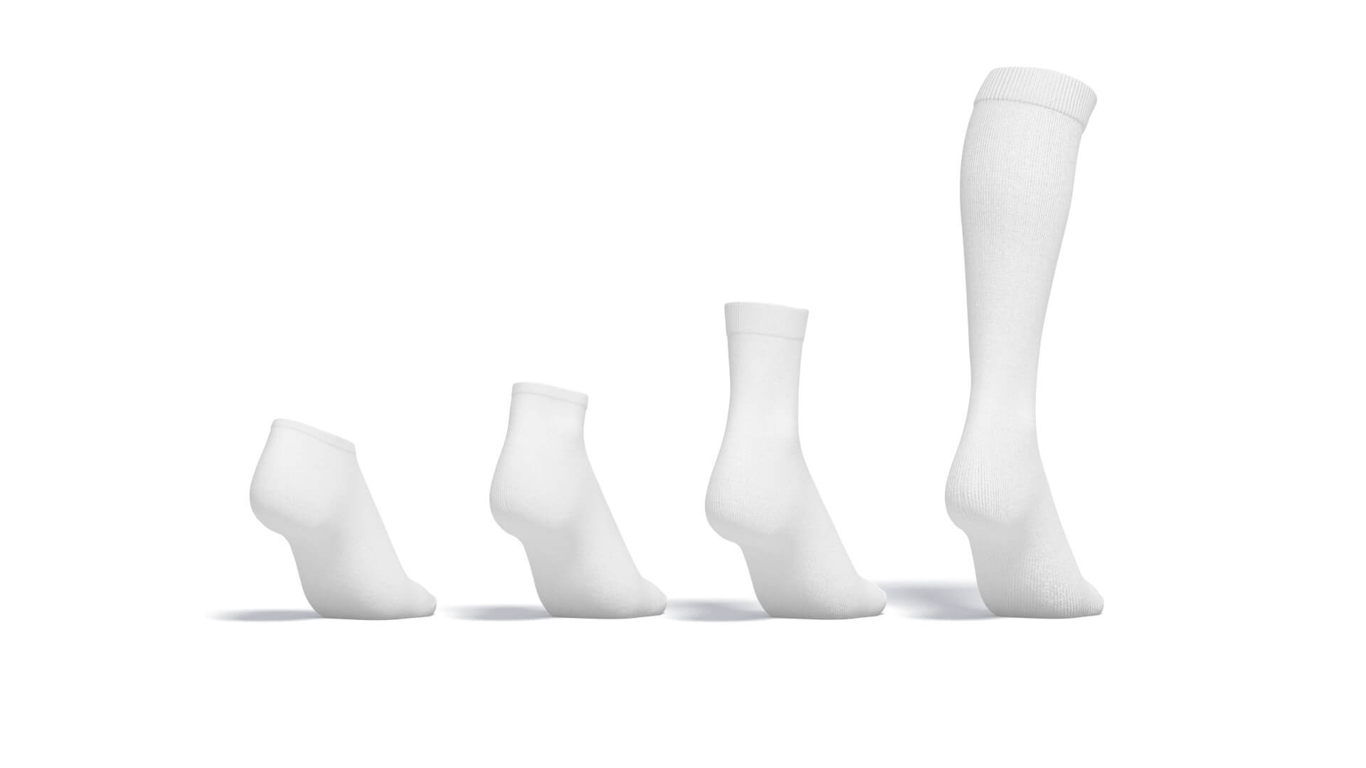 White Single Socks on Tiptoe Different Shapes - Fabric Sox 3D Model by ...