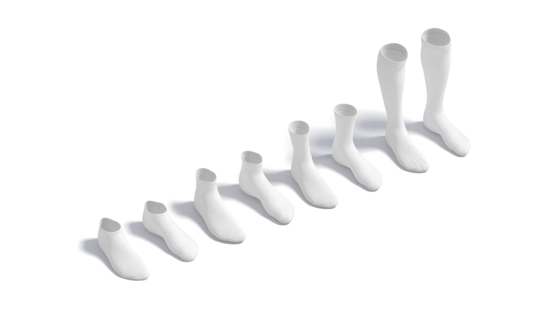 White Socks Pair Different Shapes - Fabric Sox 3D Model by rebrandy