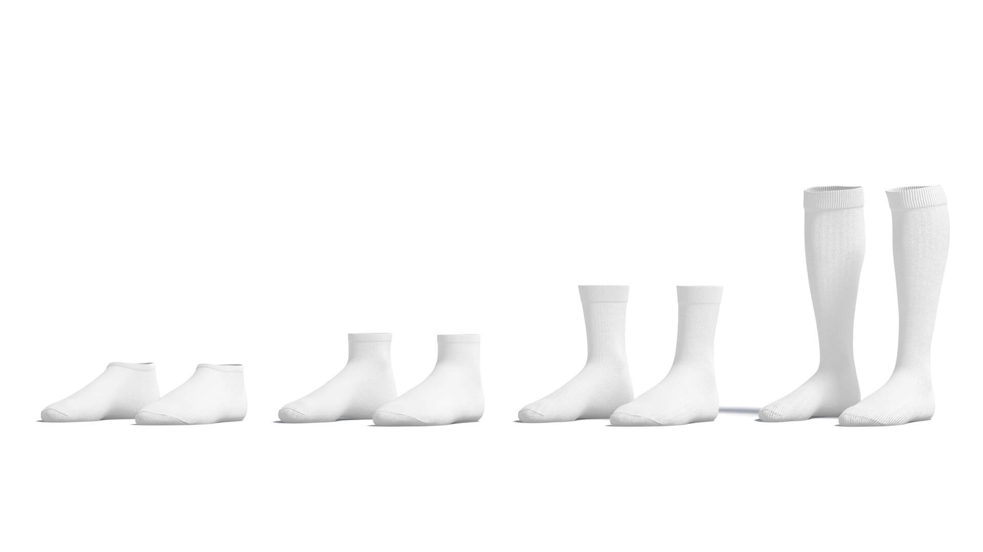 White Socks Pair Different Shapes - Fabric Sox 3D Model by rebrandy