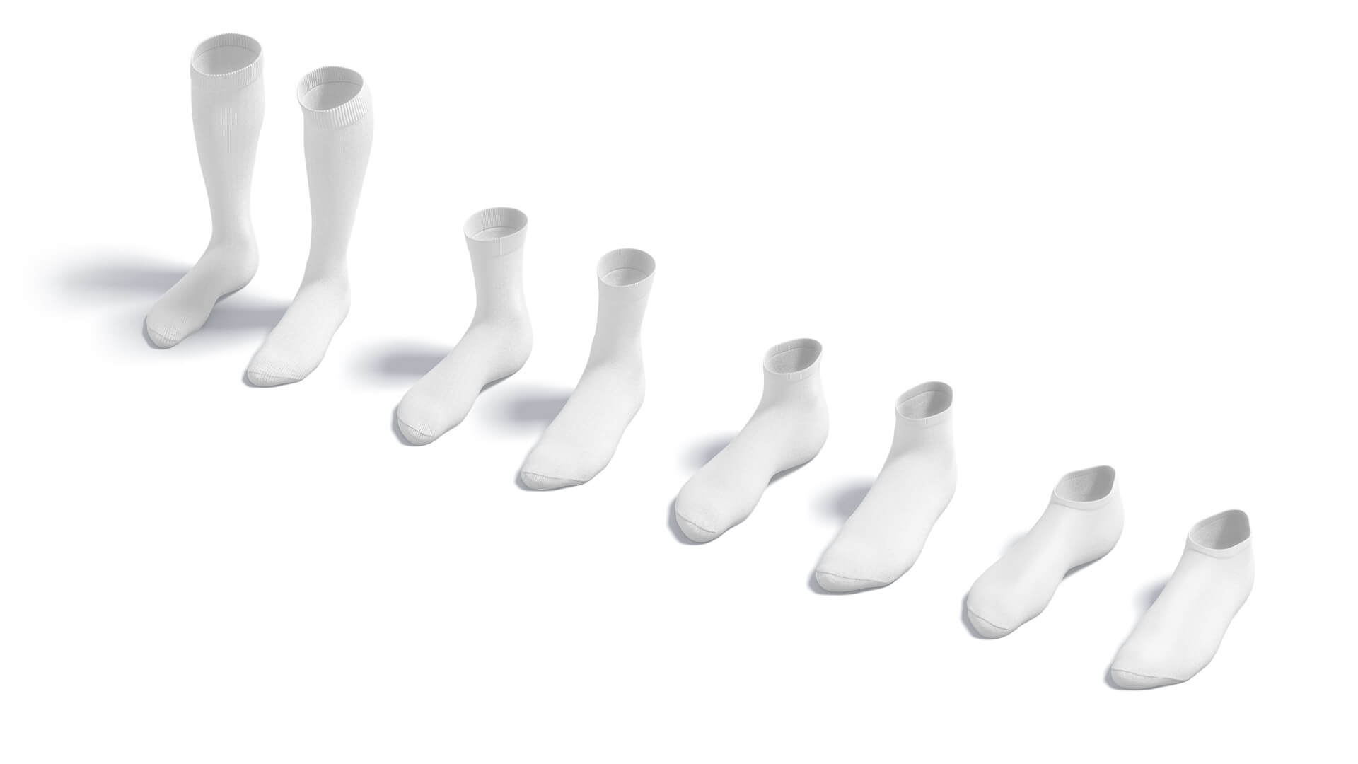 White Socks Pair Different Shapes - Fabric Sox 3D Model by rebrandy