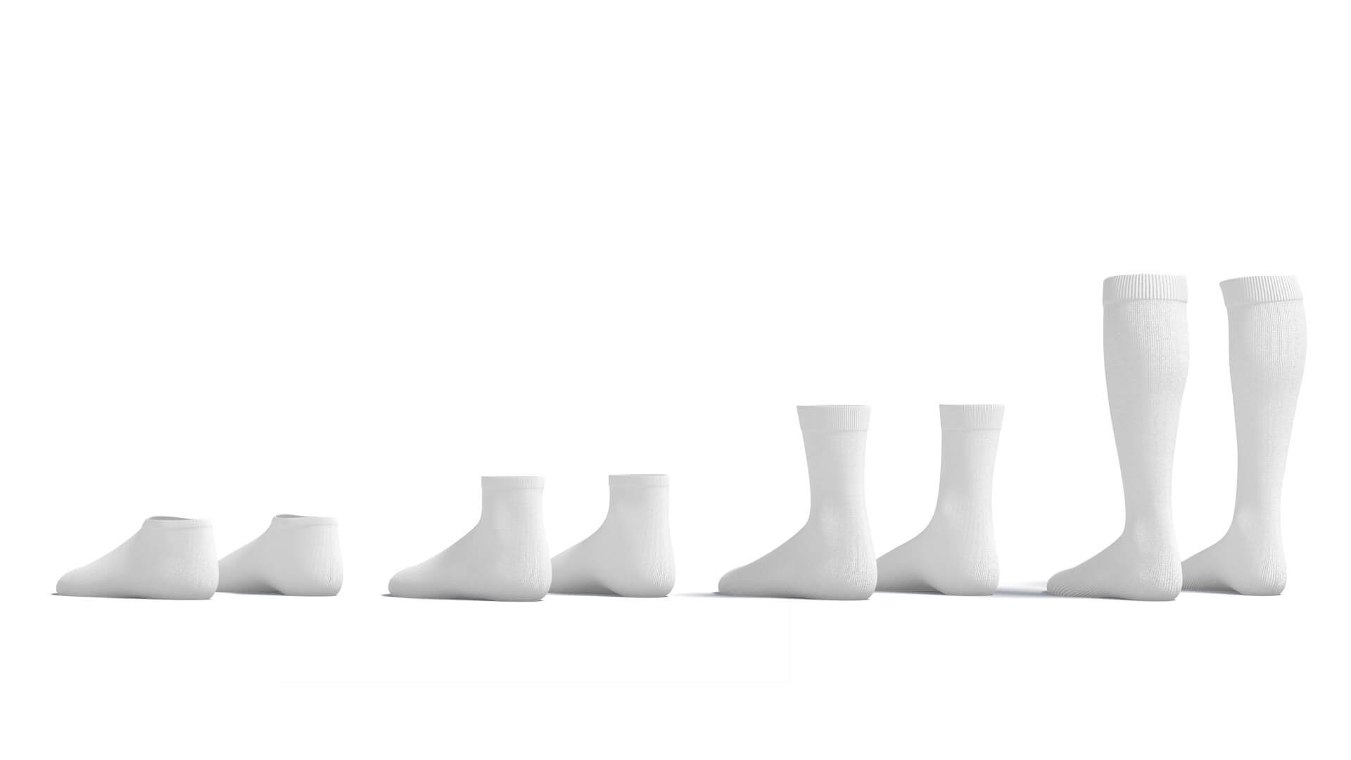 White Socks Pair Different Shapes - Fabric Sox 3D Model by rebrandy